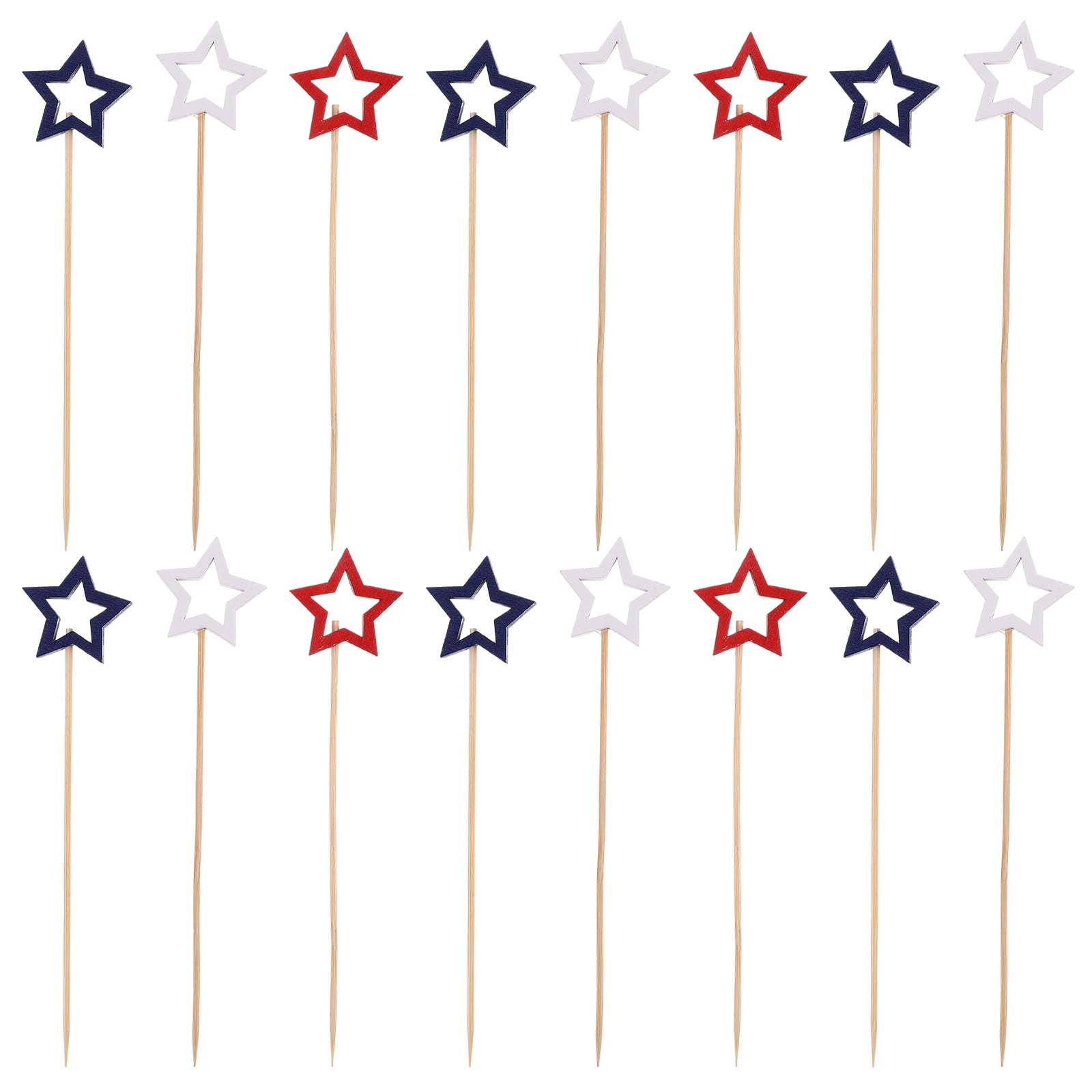 60pcs Star-Shaped Cocktail Picks for Fourth of July Patriotic Fruit ...