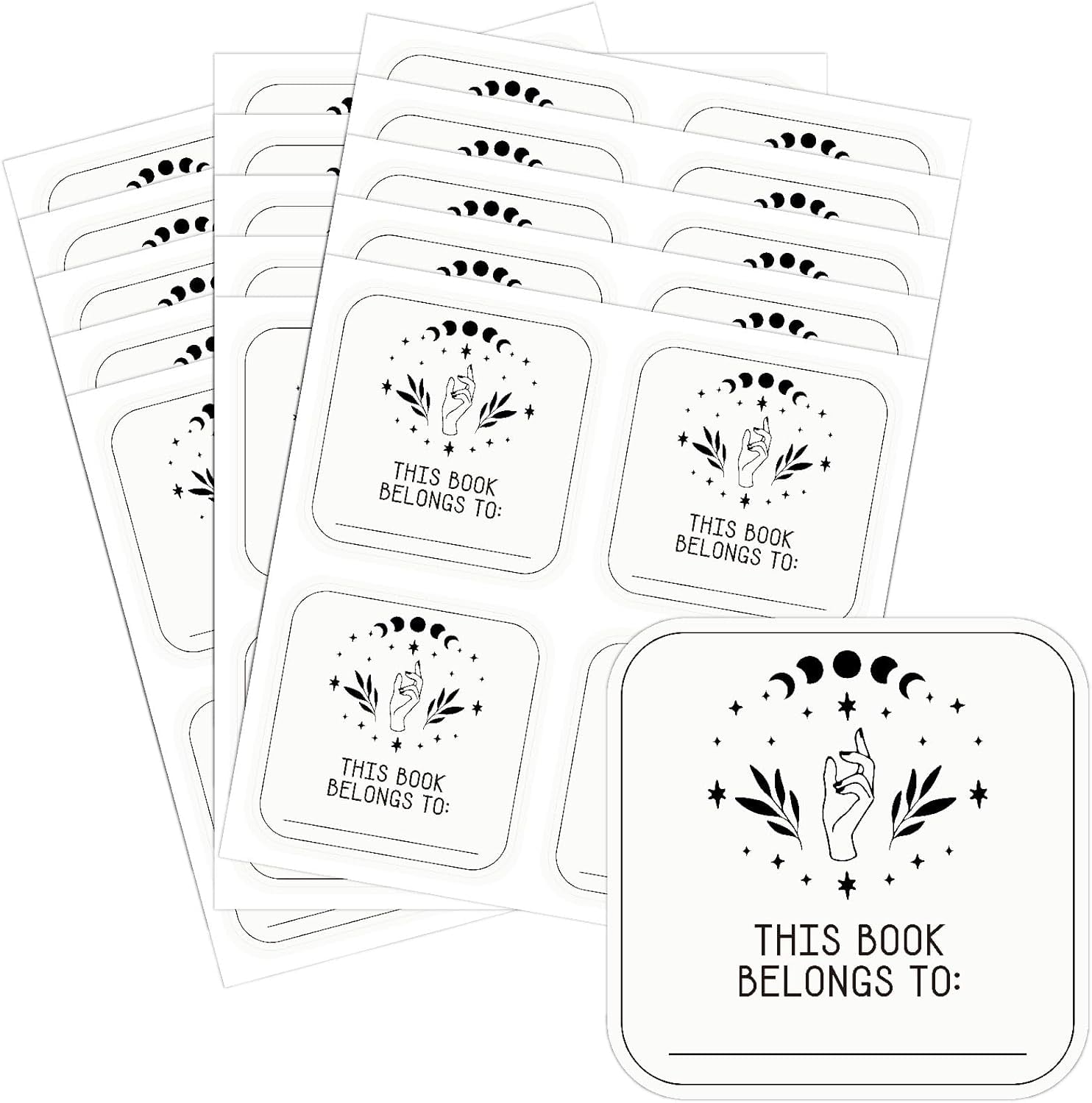 60pcs This Book Belongs to Stickers Book Plates Labels 2 x 2 Inch Moon ...