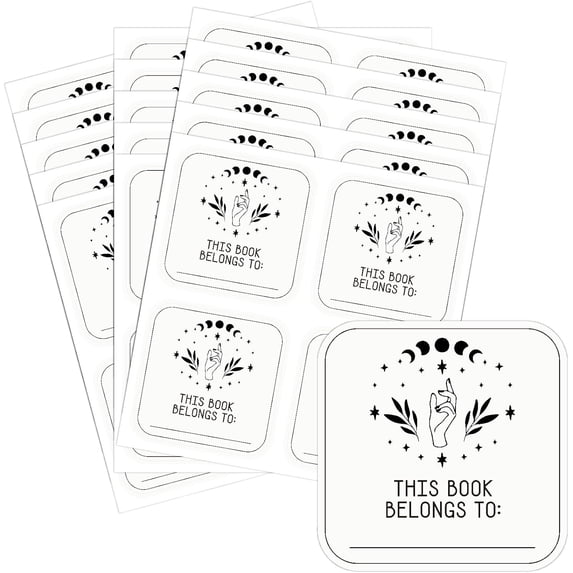 60pcs This Book Belongs to Stickers Book Plates Labels 2 x 2 Inch Moon ...