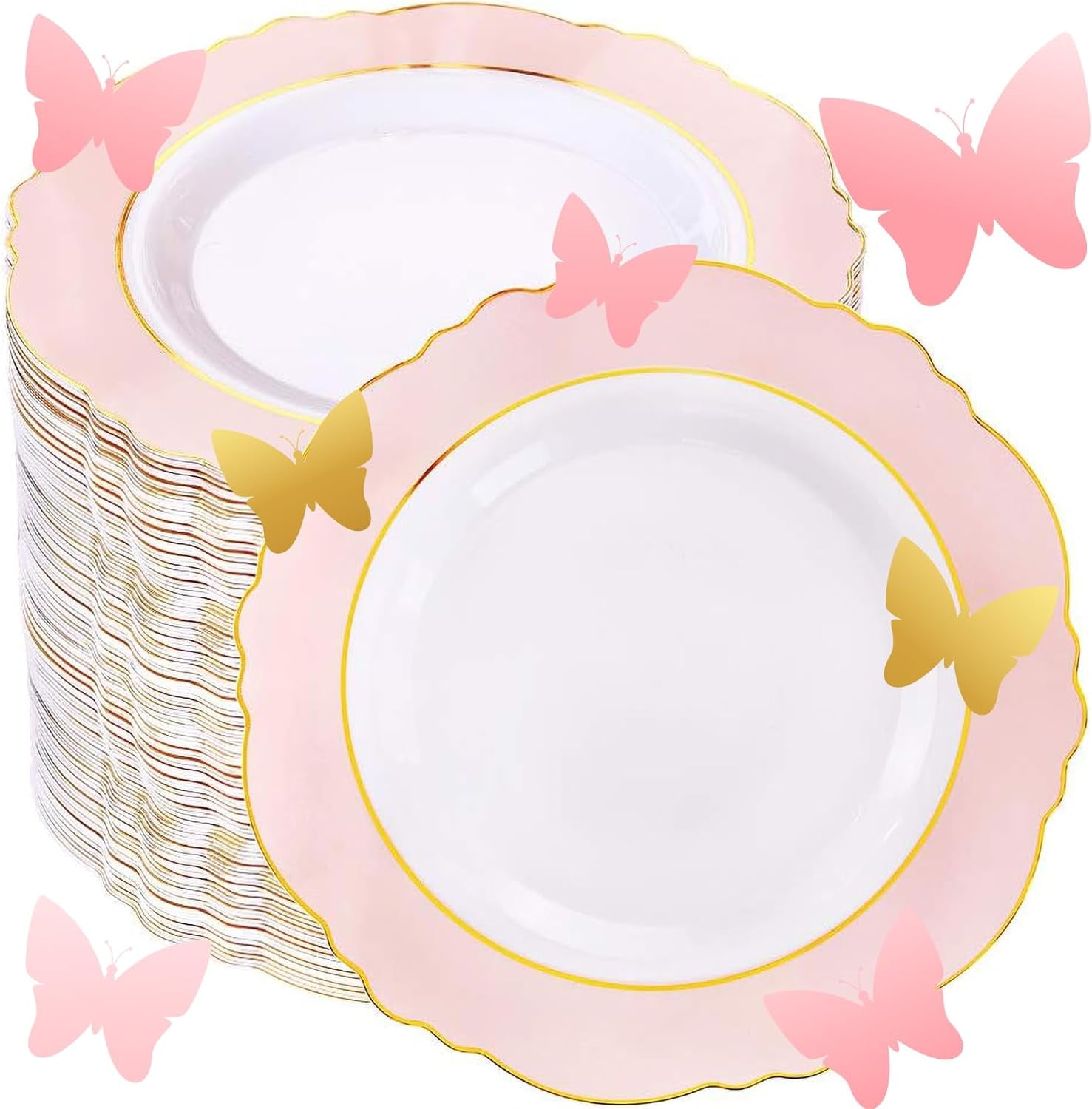 60pcs White Plastic Plates -10.25inch Baroque White Disposable Dinner ...