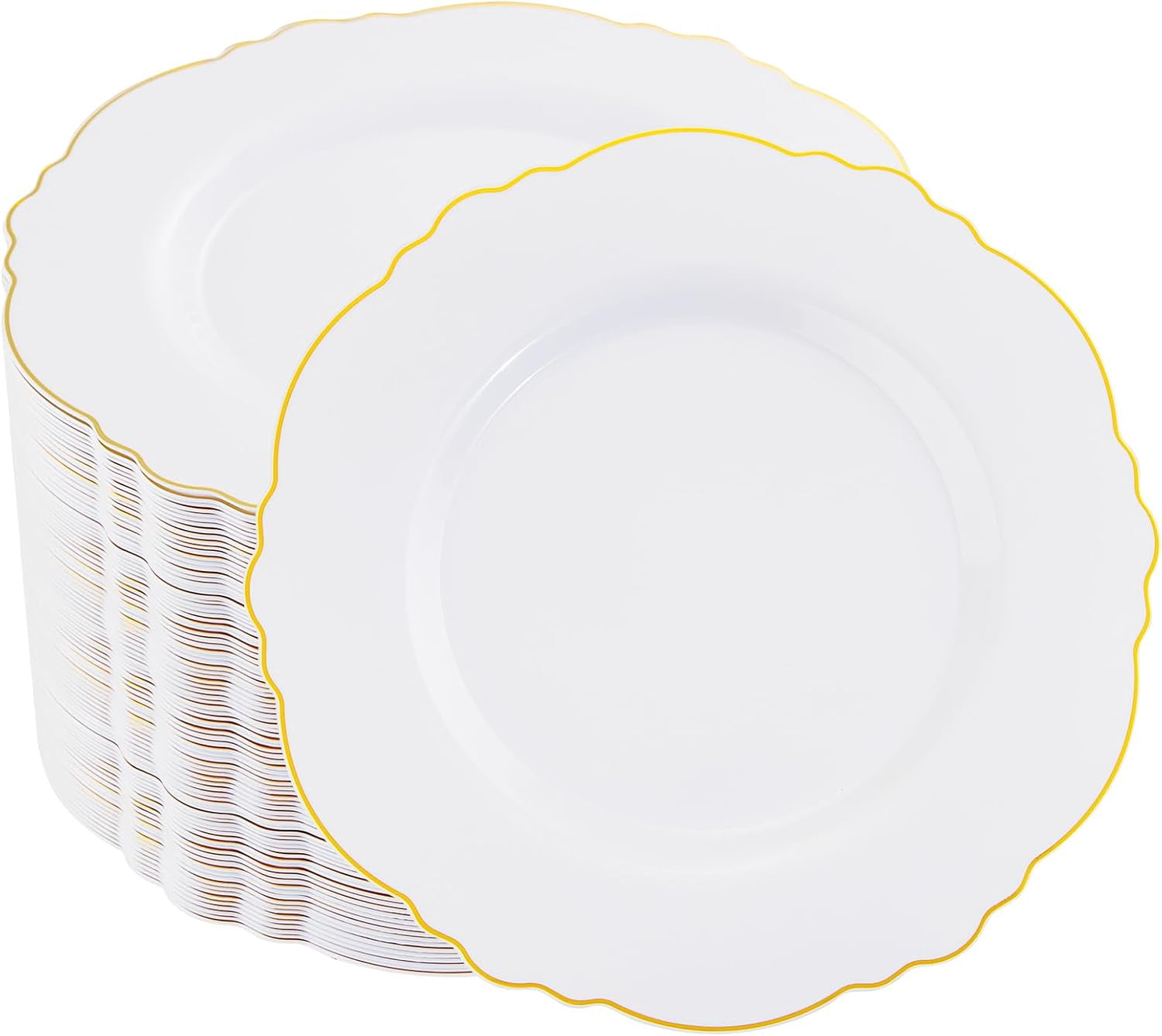 60pcs White Plastic Plates -10.25inch Baroque White Disposable Dinner ...