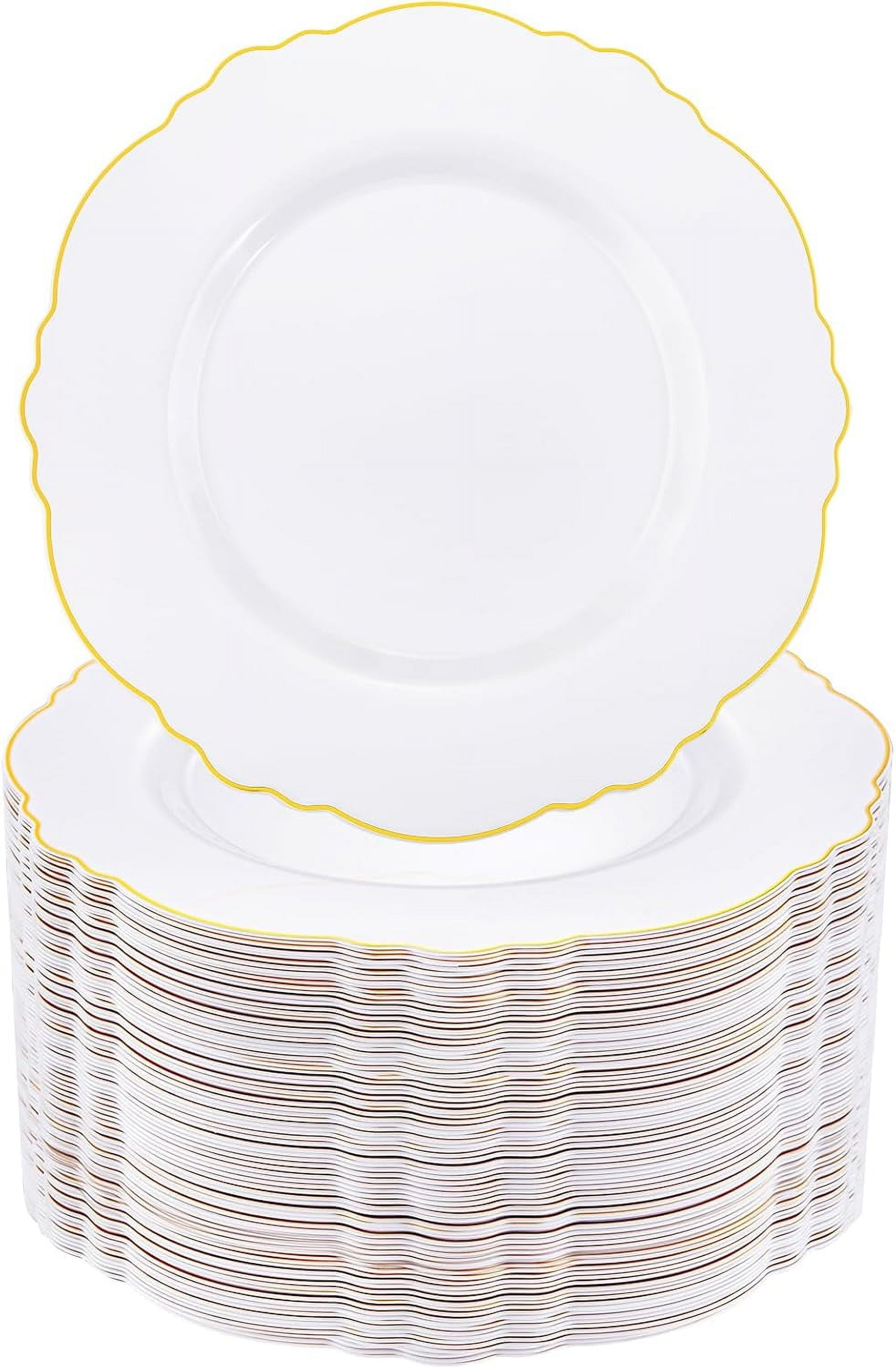 60pcs White Plastic Plates -10.25inch Baroque White Disposable Dinner ...