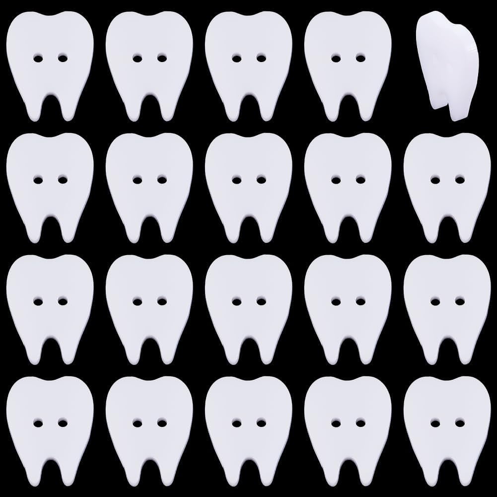 60pcs White Teeth Shape Buttons 2 Holes Sewing Button Teeth Pattern ...
