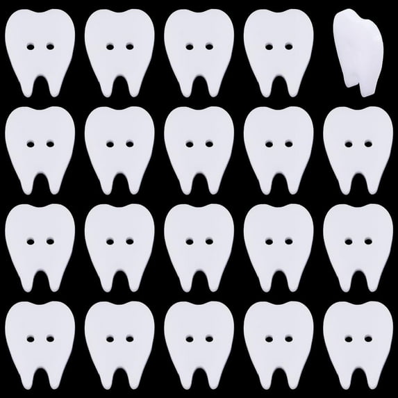 60pcs White Teeth Shape Buttons 2 Holes Sewing Button Teeth Pattern ...