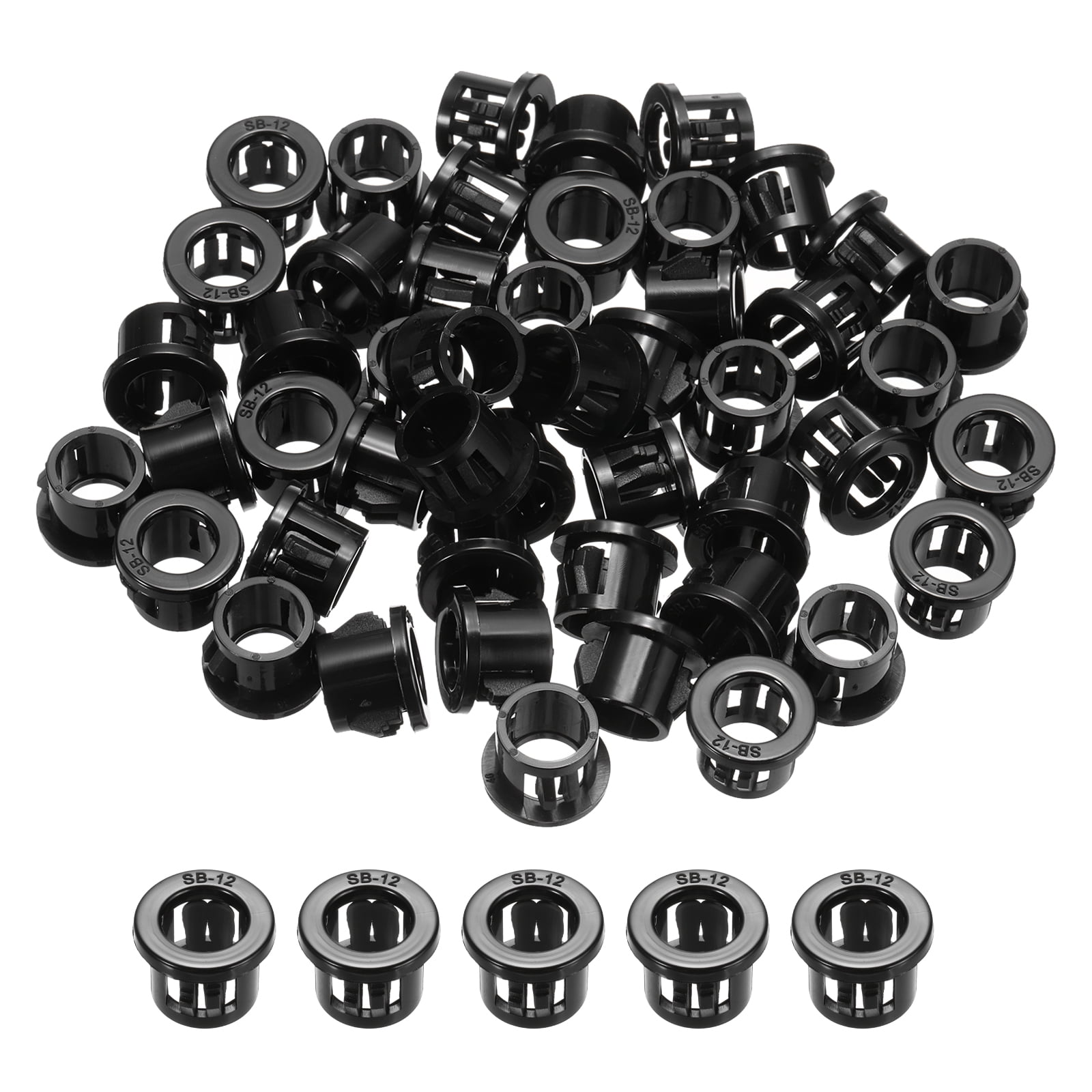 60pcs Wire Grommet, 12mm Mounting Dia Plastic Grommets Cable Hose Snap ...