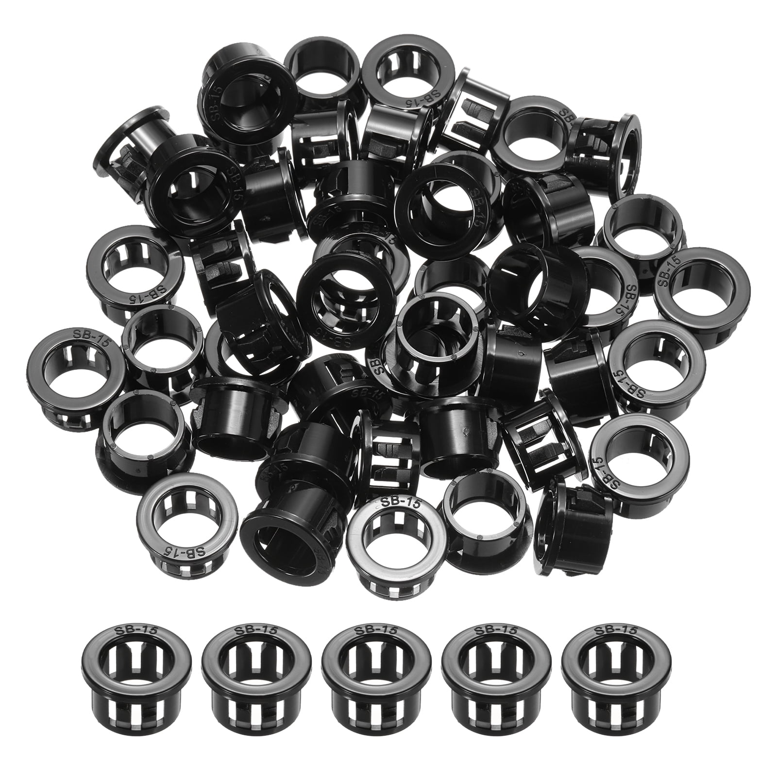 60pcs Wire Grommet, 15mm Mounting Dia Plastic Grommets Cable Hose Snap ...