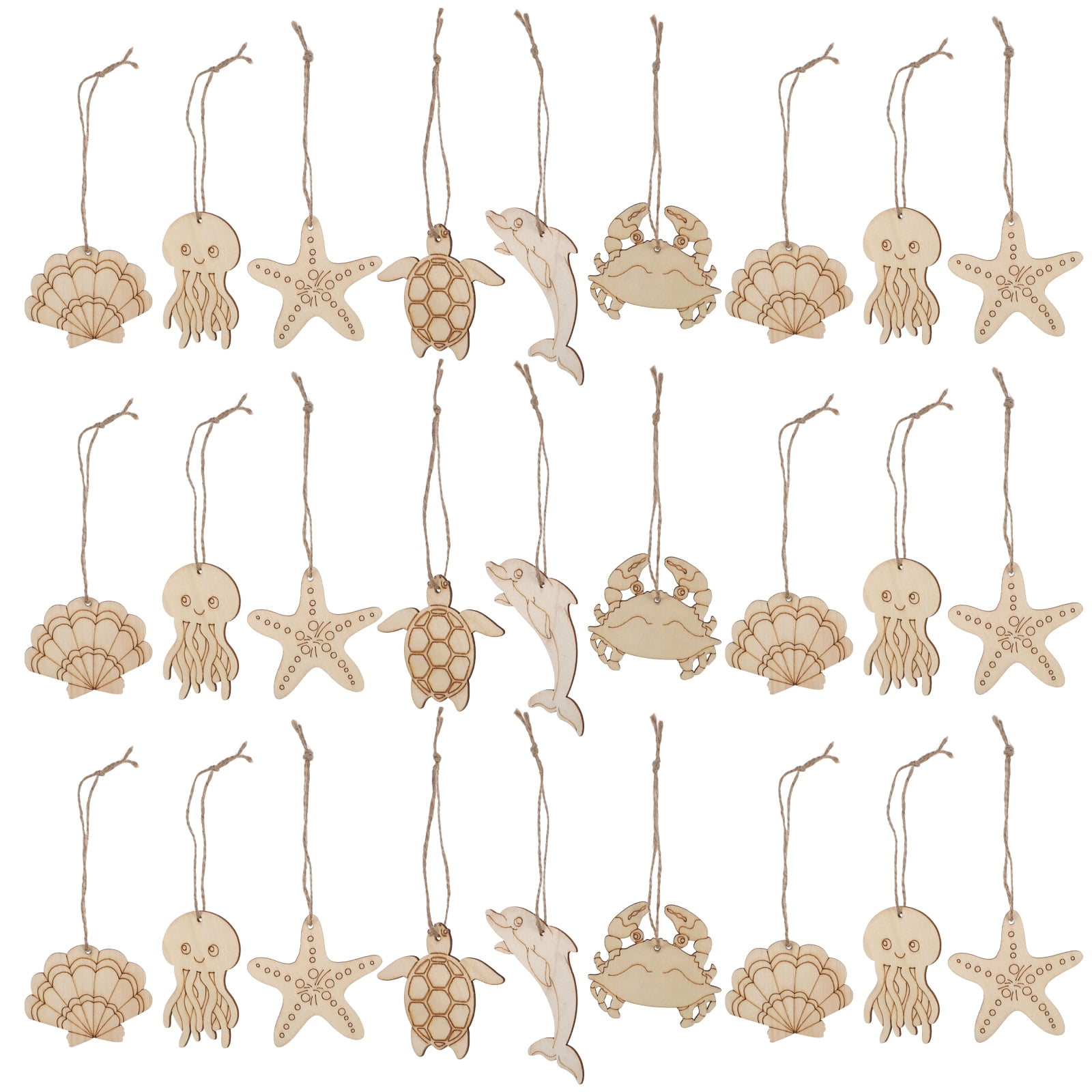 60pcs Wooden Shapes For Crafts: Diy Graffiti Wood Slices For Ocean ...