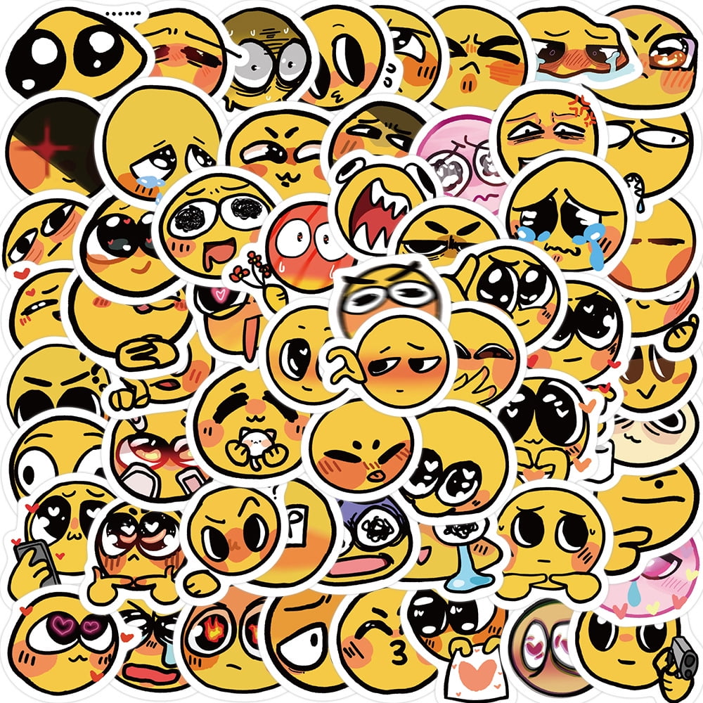 60pcs Yellow Face Cute Stickers for Water Bottle, Aesthetic Vsco Laptop ...