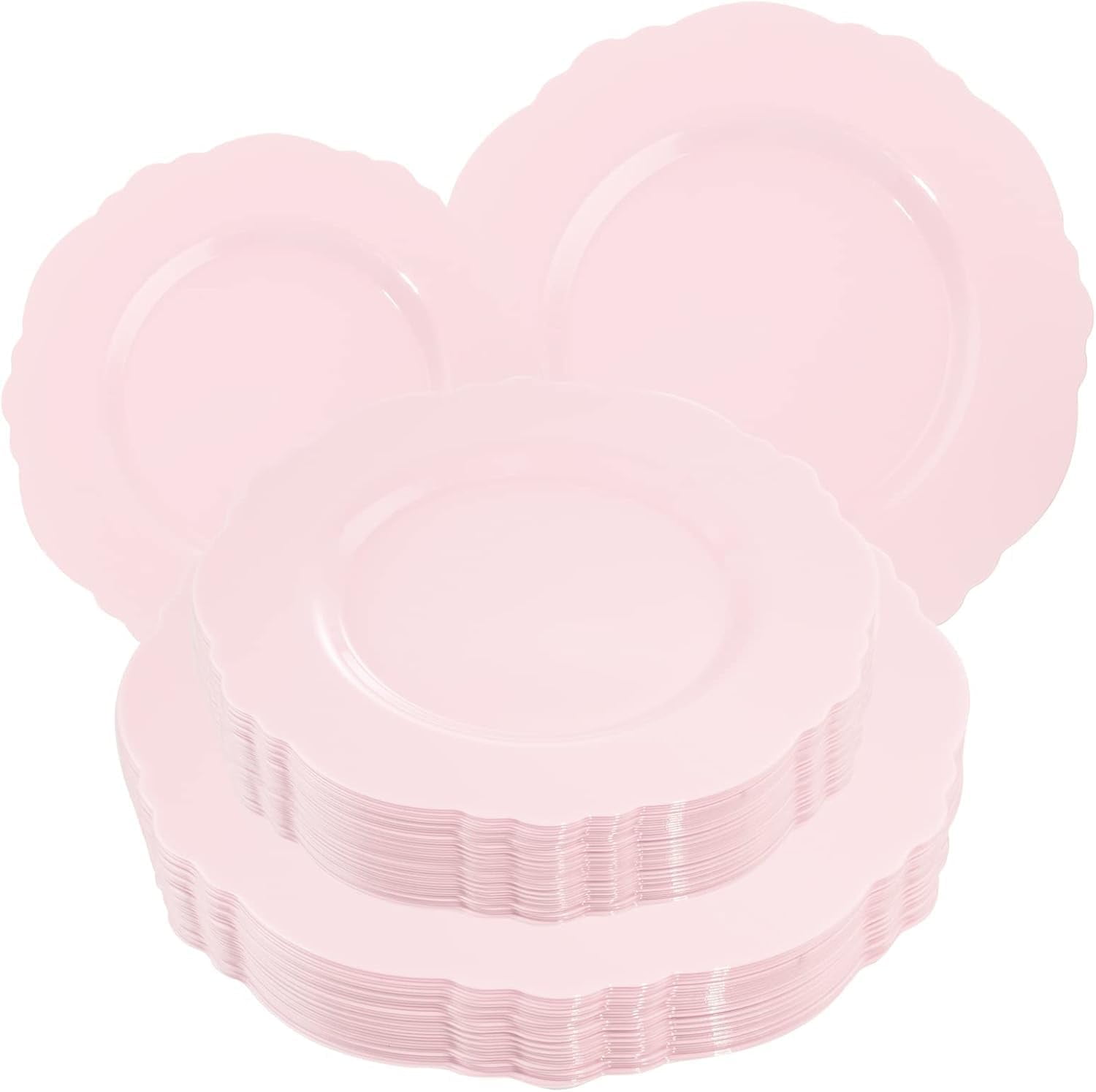 60pcs pink plastic plates - Baroque pink disposable plates, including ...