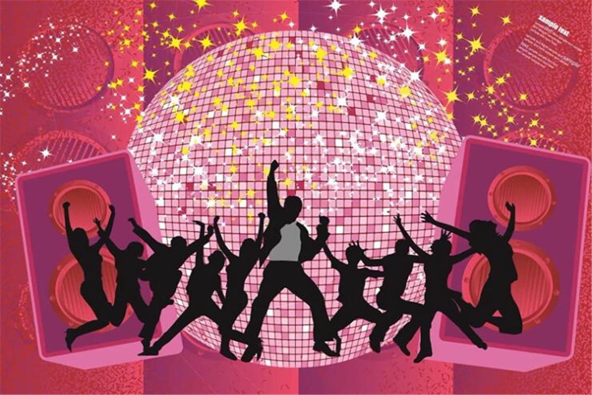 60s 70s Dance Ballroom DJ Light Neon Colorful Wall Disco Party ...