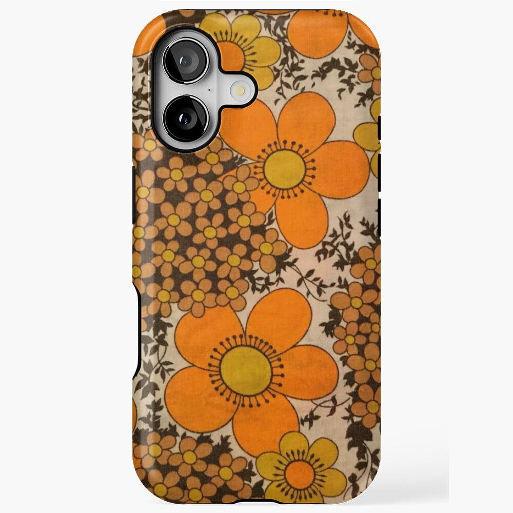 60s 70s Orange Groovy Floral Compatible Phone Case for iPhone 11-17 Pro ...
