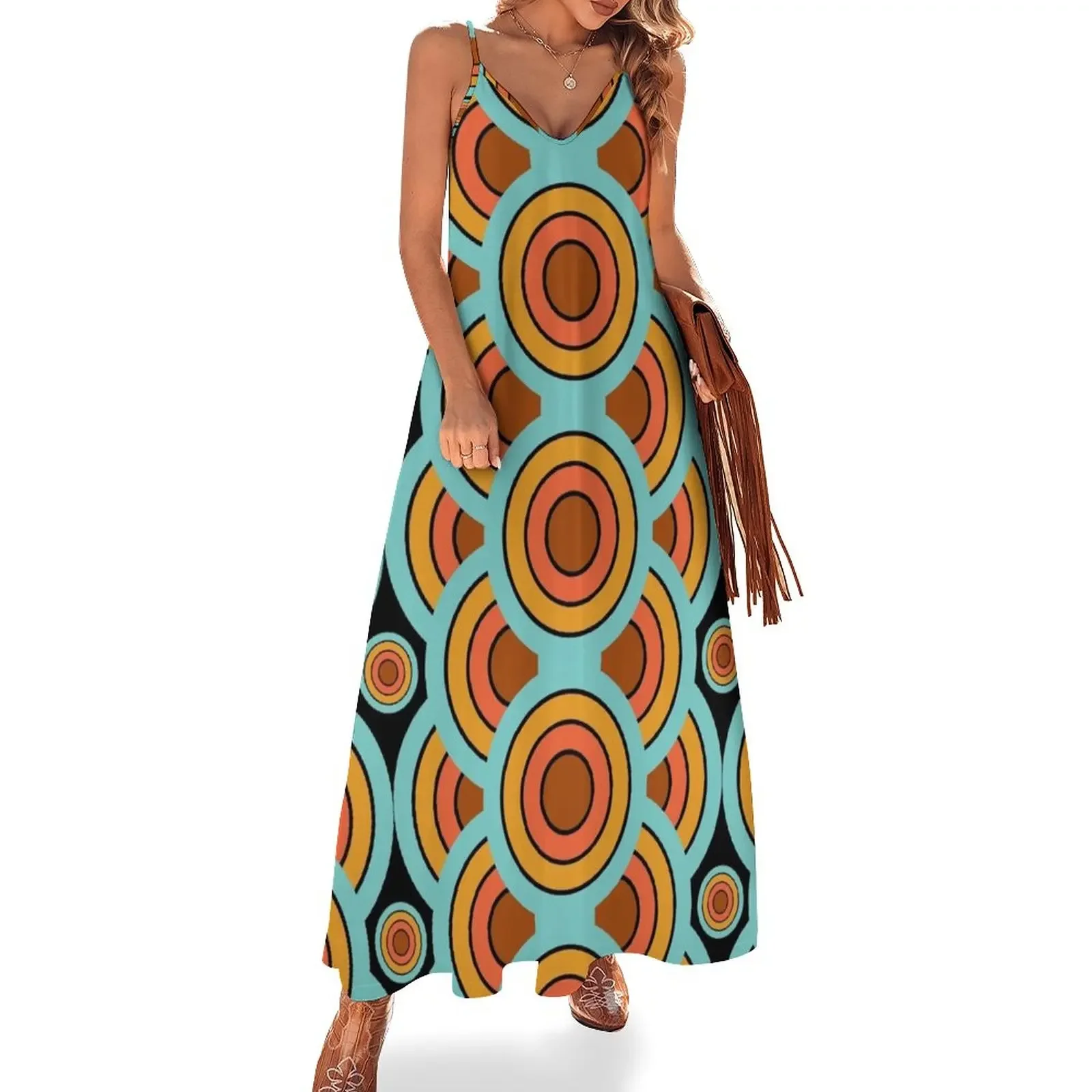 60s 70s Style - Retro Modern Circles - Vintage Mid-Century Sleeveless ...