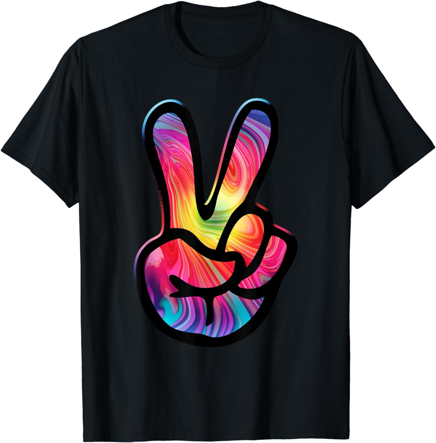 60s 70s Tie Dye Peace Hand Sign Shirt - Hippie - Walmart.com