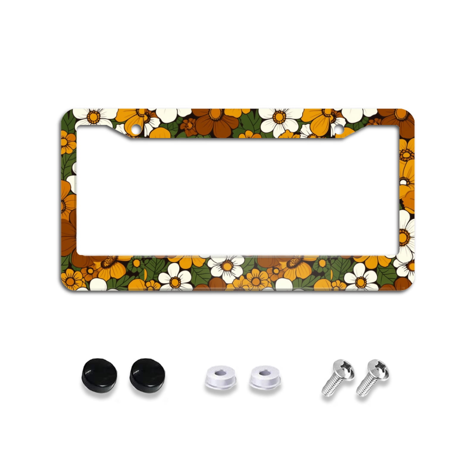 60s Hippie Floral License Plate Frames for Women Men Car Plate Holder ...