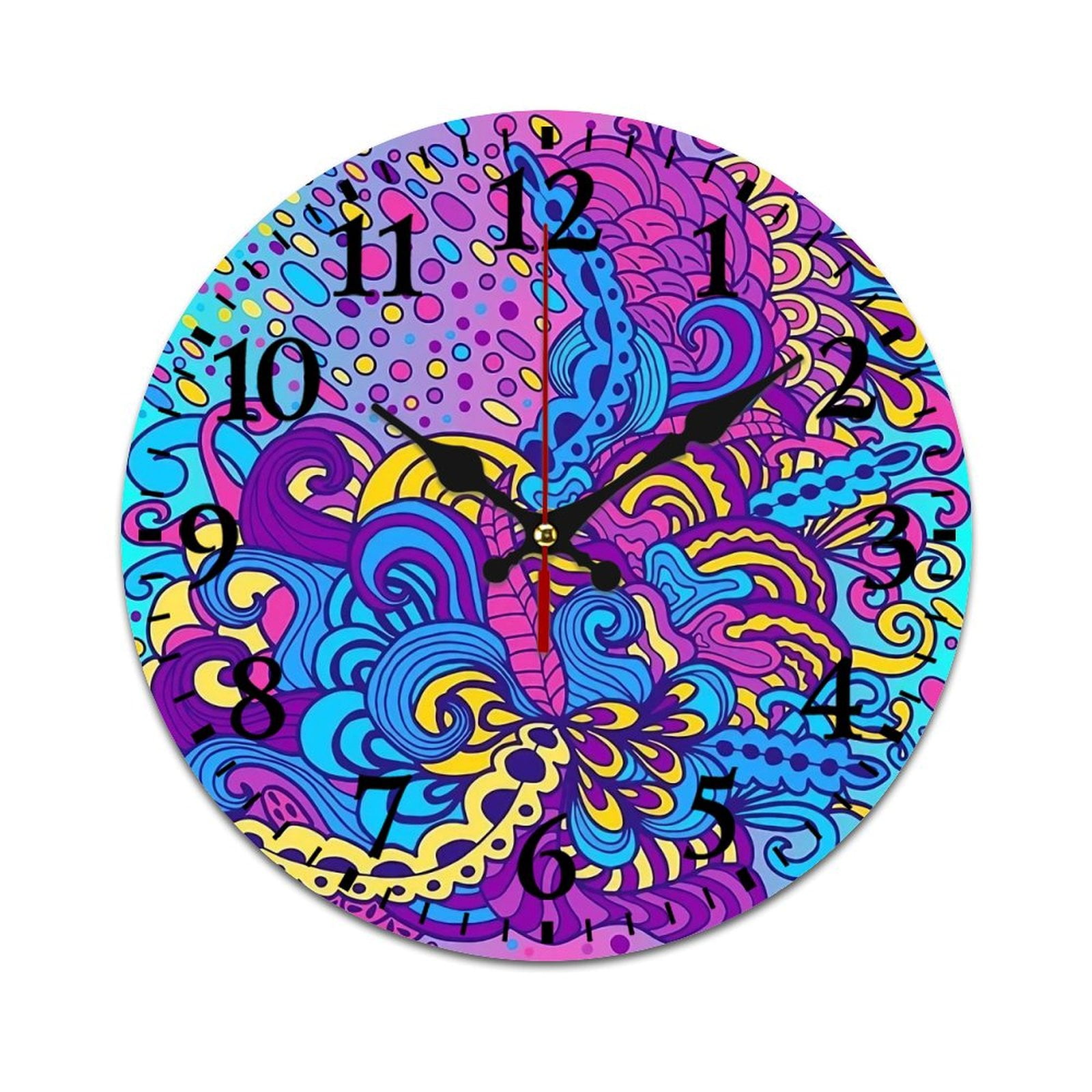 60s Hippie Psychedelic Fluorescent Art Wall Clock Modern Design Clocks Wall Hanging Home Office ...