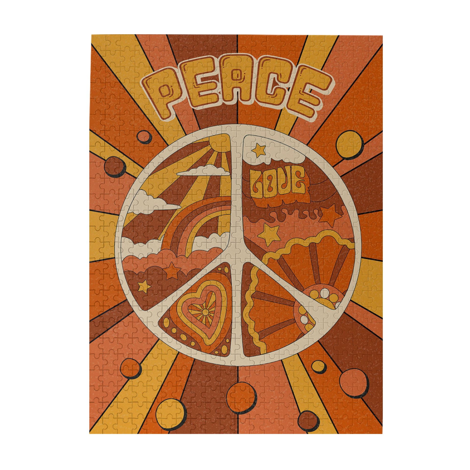 60s Hippie puzzle, Peace Love Quotes, Retro 70s Home Decor,Psychedelic ...