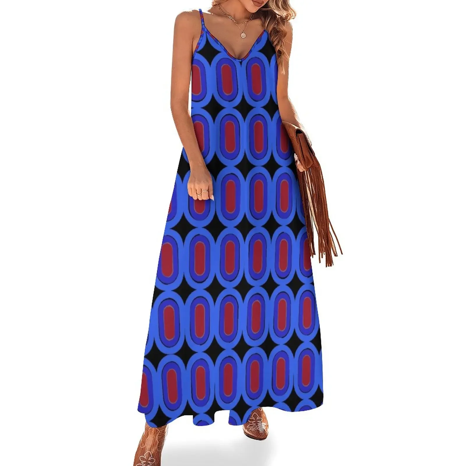 60s Mod Pattern Sleeveless Dress women clothing 2024 new arrivals ...