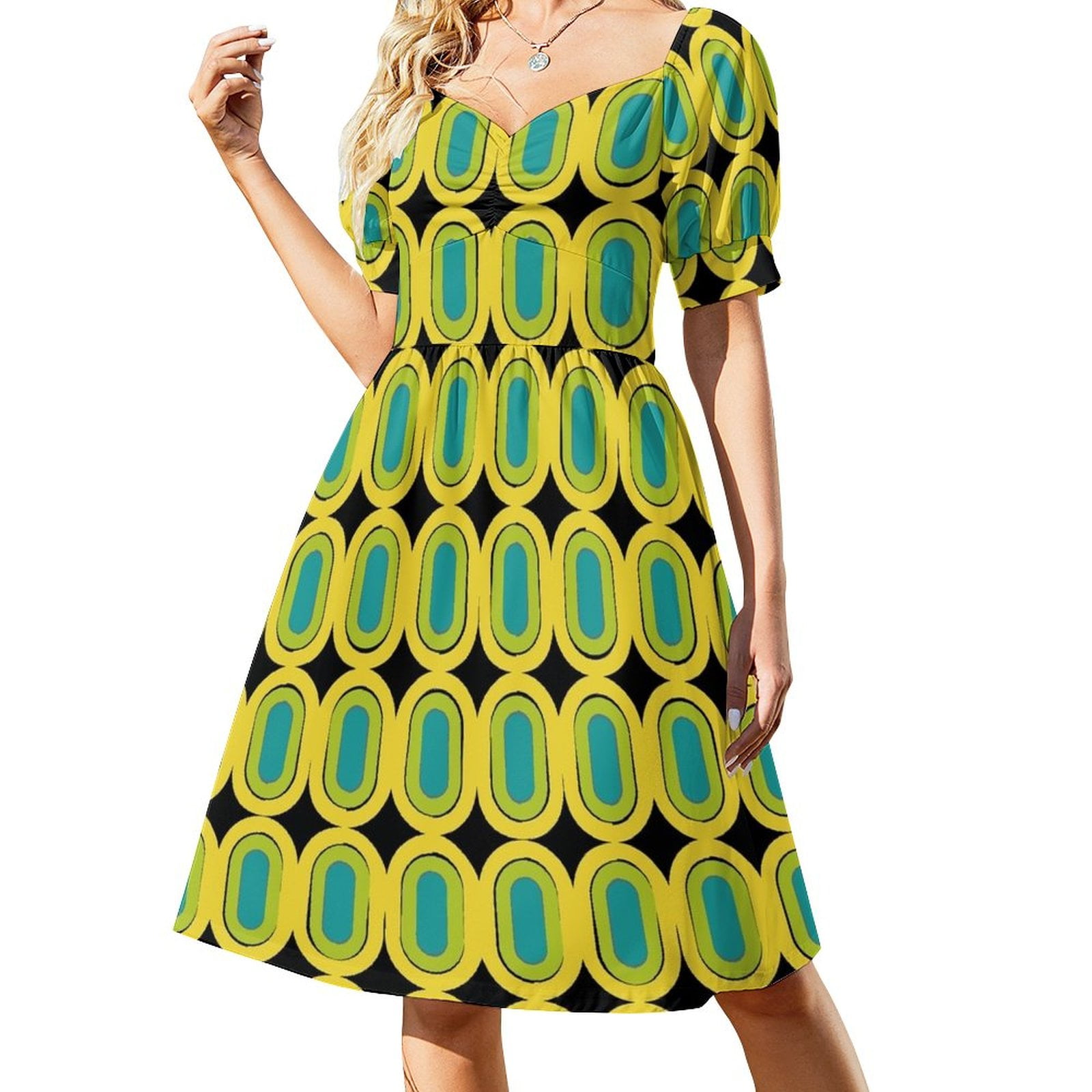 60s Mod Pattern - Yellow Sleeveless Dress Elegant gowns wedding dresses ...
