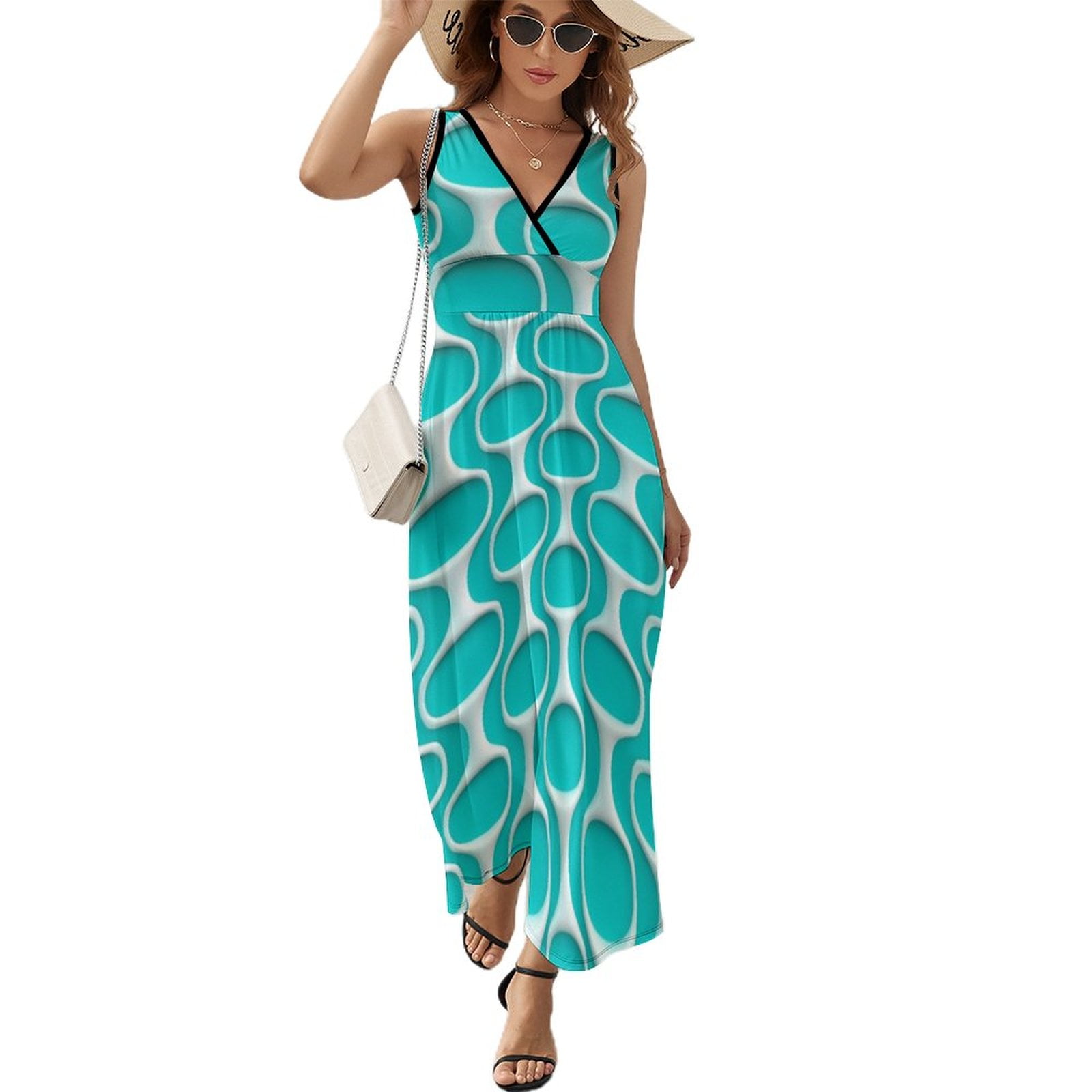 60s Mod Space Age Pattern Sleeveless Dress evening dress woman women's ...