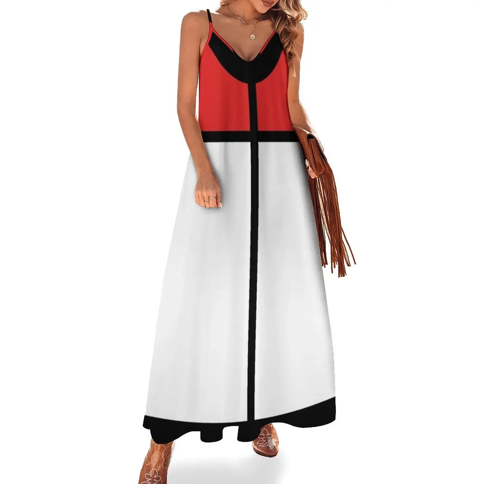 60s Red VintageModette Sleeveless Dress clothes long dress women dress ...