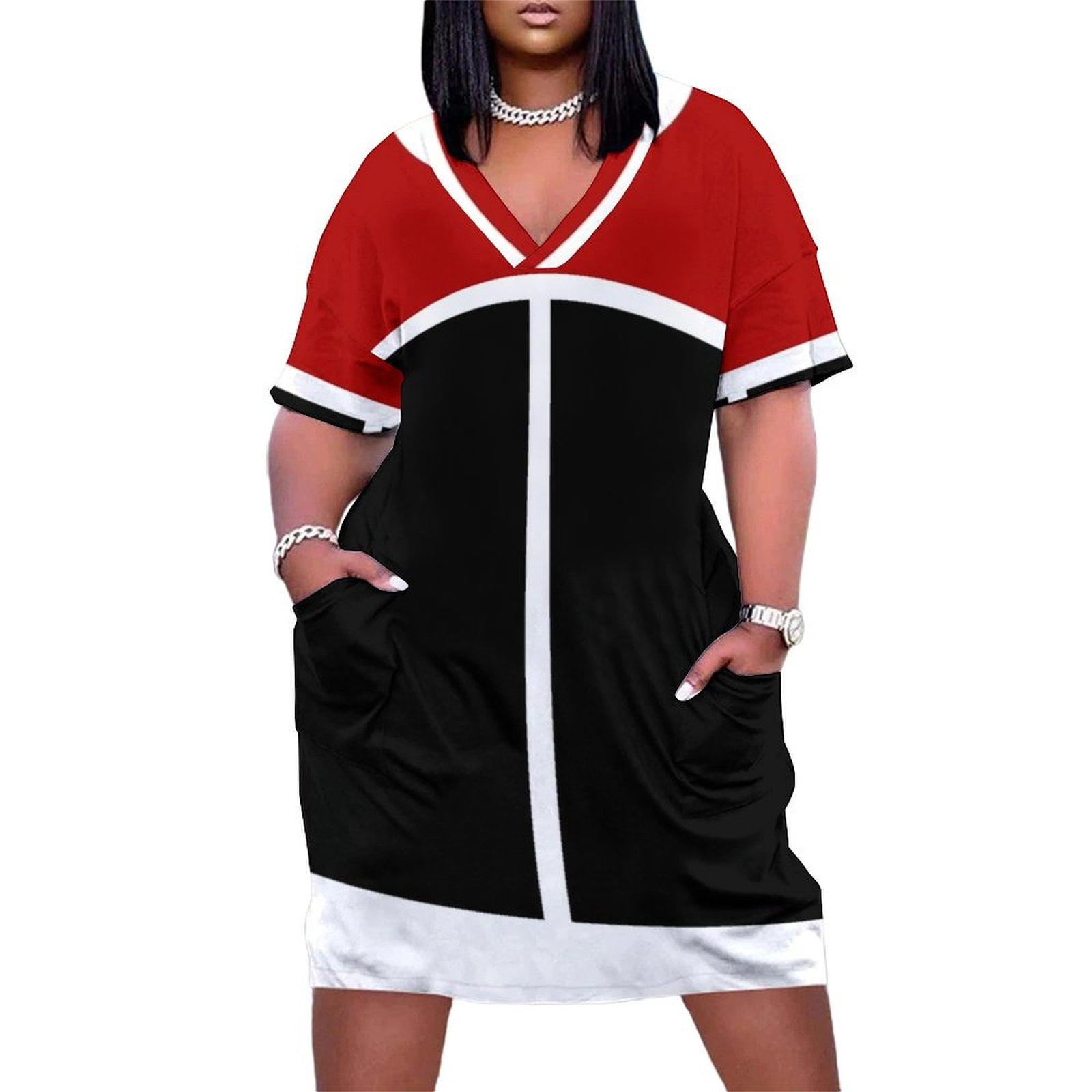 60s Retro Vintage Mod Pattern Loose Pocket Dress women party dresses ...