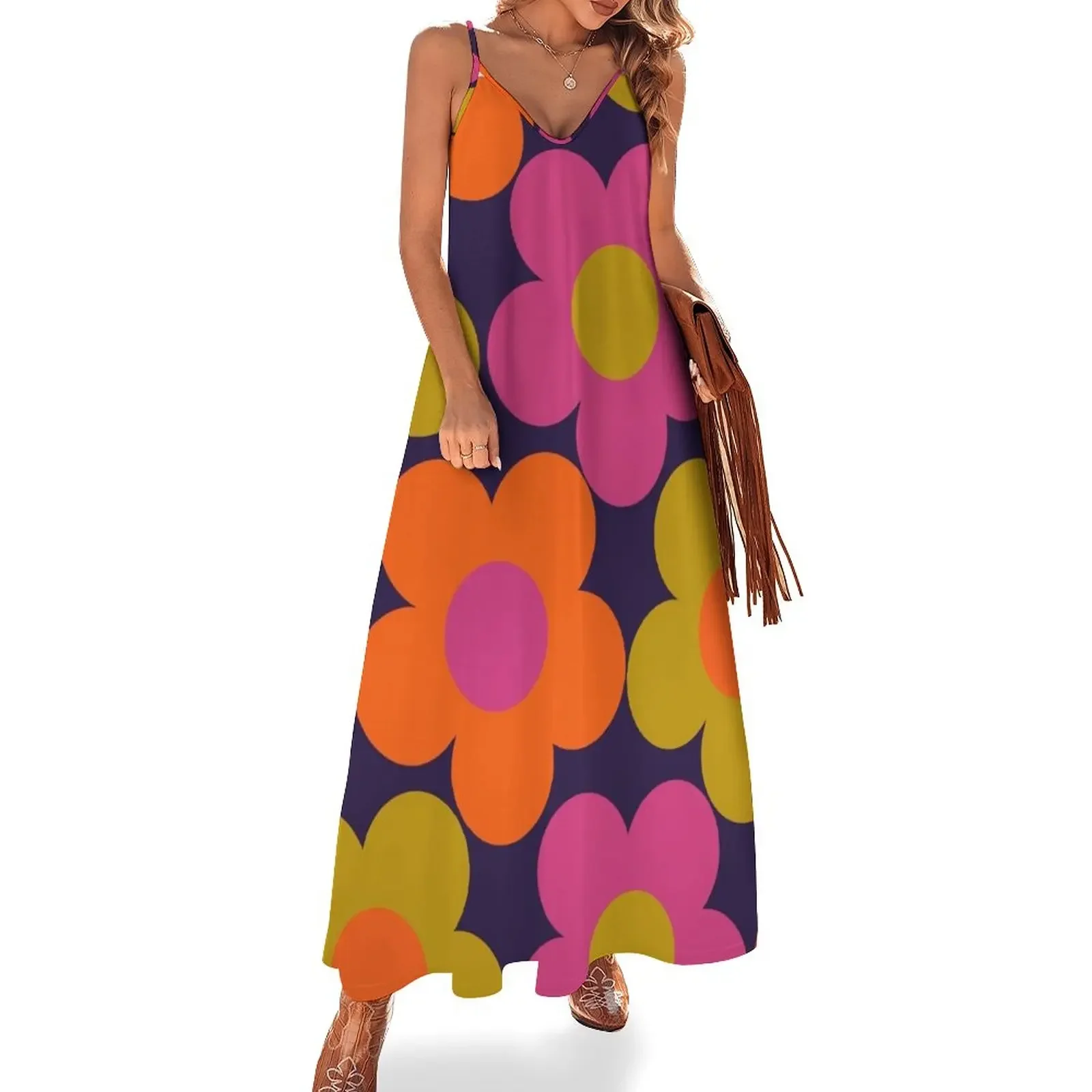 60s Style Neon Flowers Sleeveless Dress luxury evening dresses 2024 ...