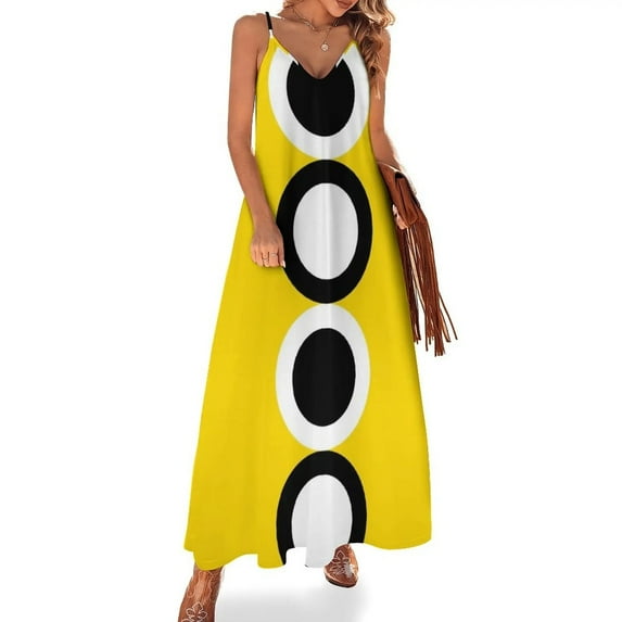 60s Yellow Retro Mod | Circle Sleeveless Dress Elegant gown Women's ...