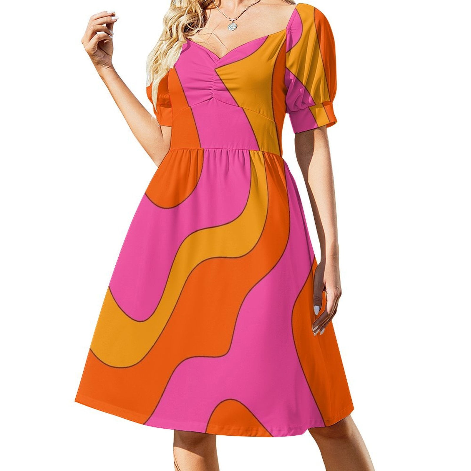 60s and 70s Groovy Retro Pattern Dress ceremony dresses prom dress Bridesmaid dress woman ...