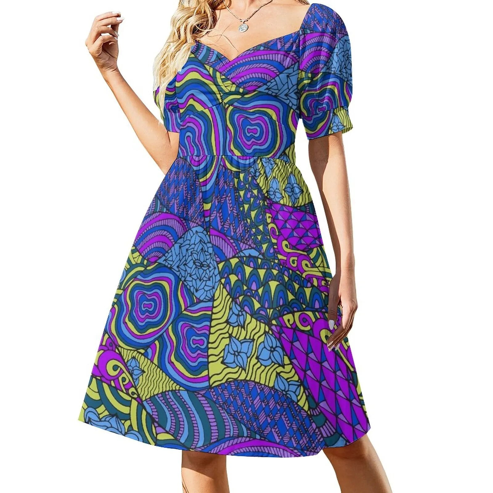 60s hippie abstract print Dress prom dresses evening dress ladies ...