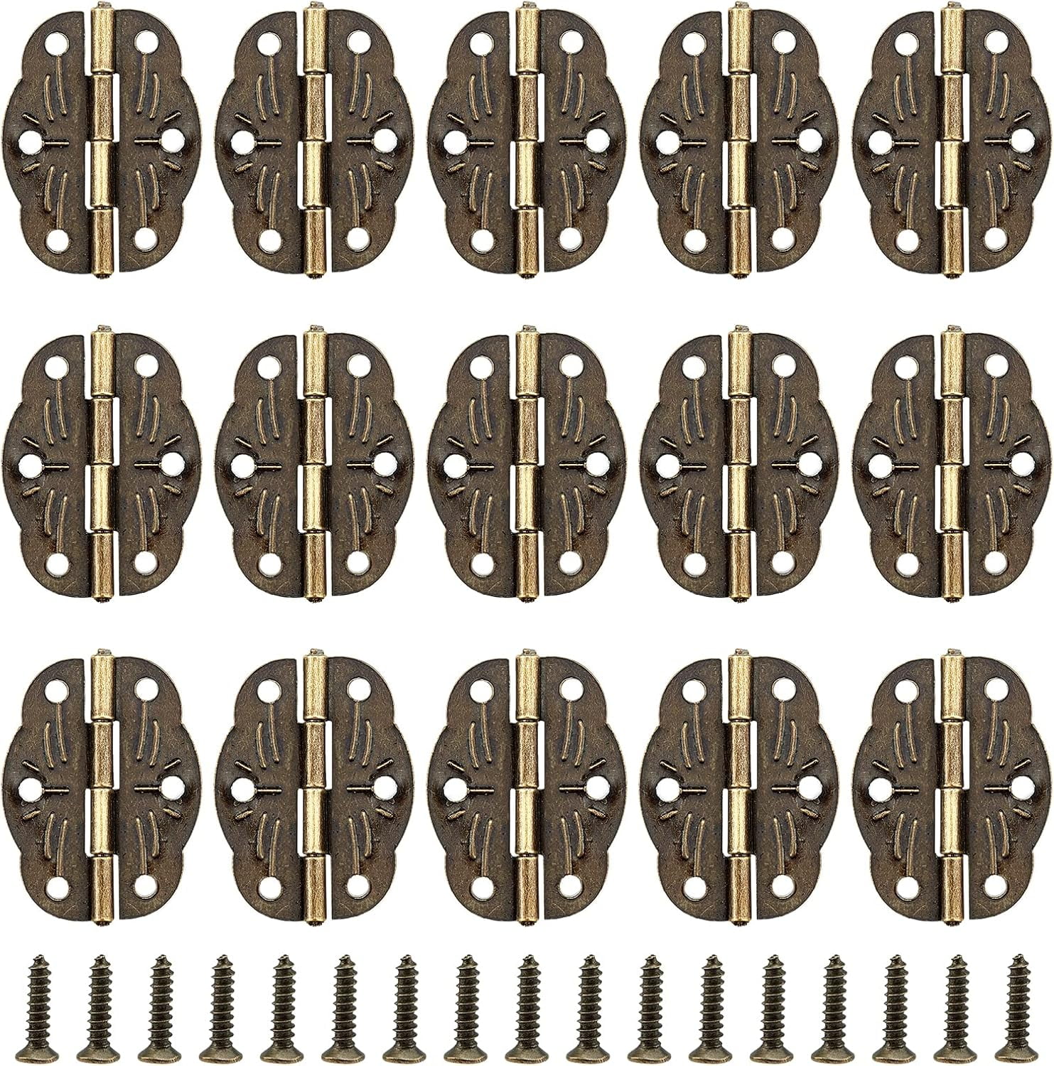 60sets 1.2Inch Bronze Box Hinges Iron Flower Hinge with Screw for ...