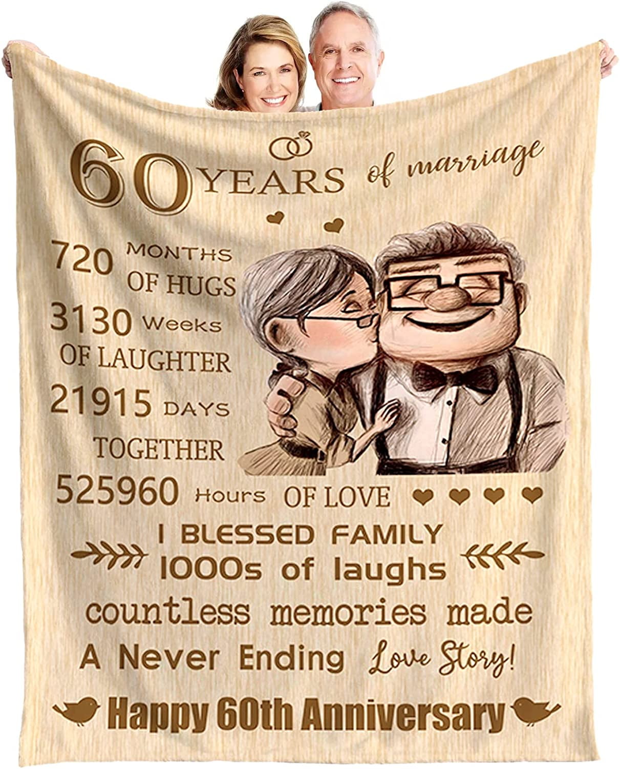 60th Anniversary Blanket Gifts Wedding for 60th, 60 Years of Marriage ...