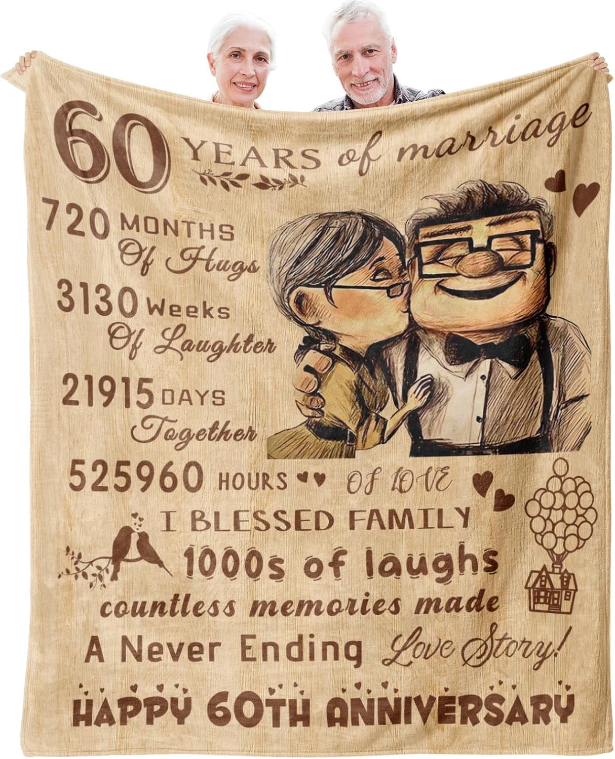 60th Anniversary Blanket Gifts, 60th Wedding Anniversary for Couple ...