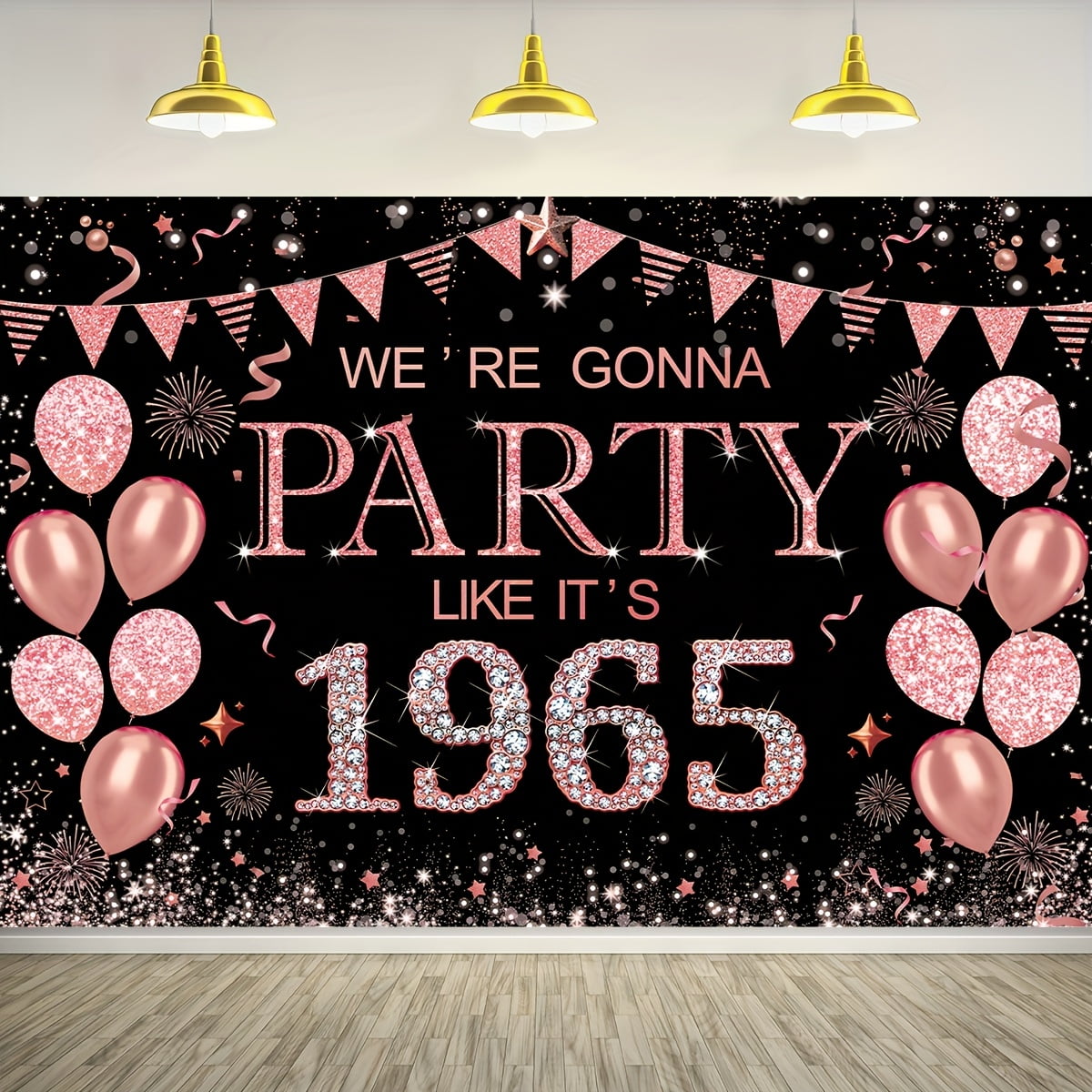 60th Birthday Banner Backdrop Decorations for Women, Rose Golden Sign ...