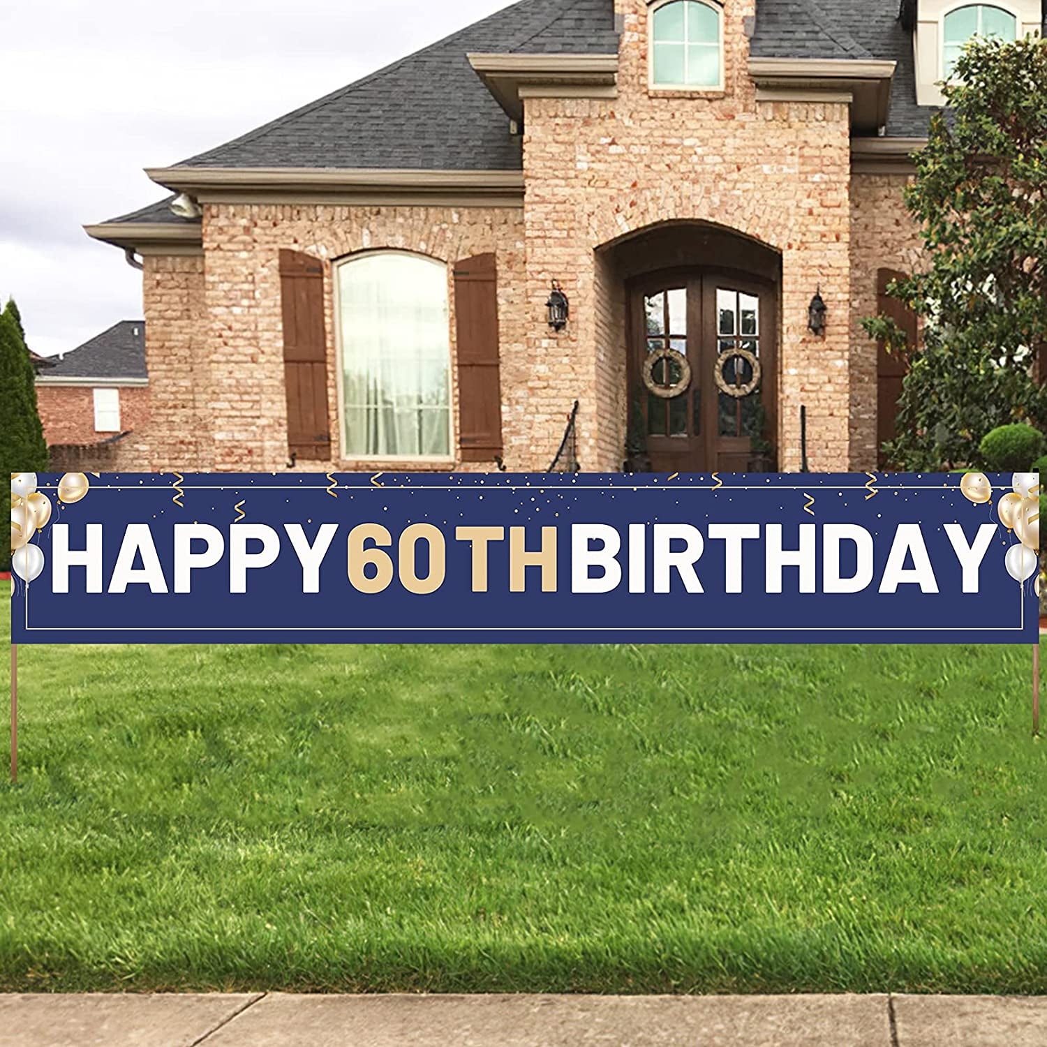 60th Birthday Banner Blue for Him Her - 60 Birthday Party Decorations ...