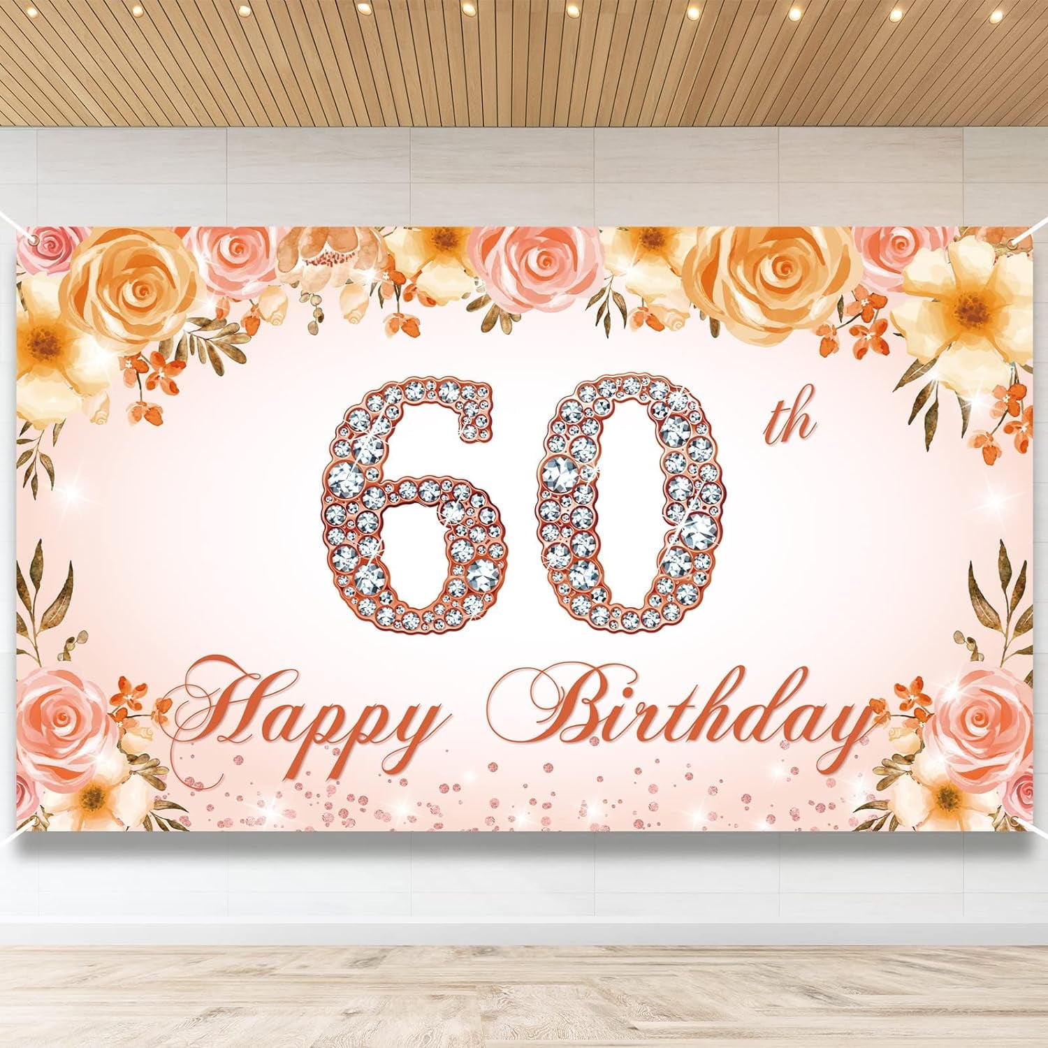 60th Birthday Decoration Banner Backdrop, Happy 60th Birthday ...