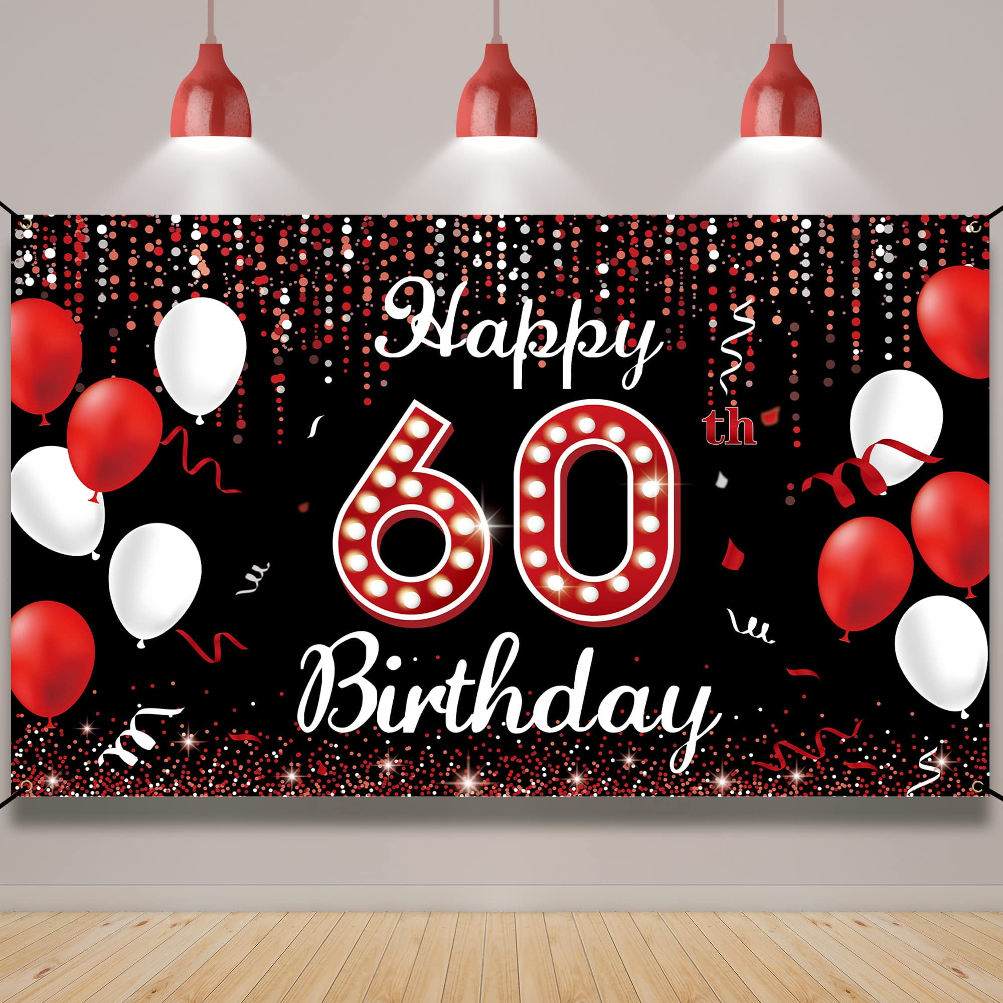 60th Birthday Decoration Banner Backdrop, Happy 60th Birthday ...