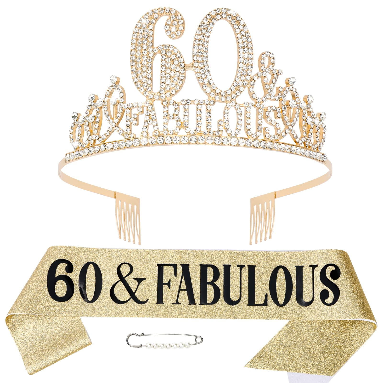60th Birthday Decorations, 60th Birthday Sash BSL1 and Tiara Women, Happy 60th Birthday ...