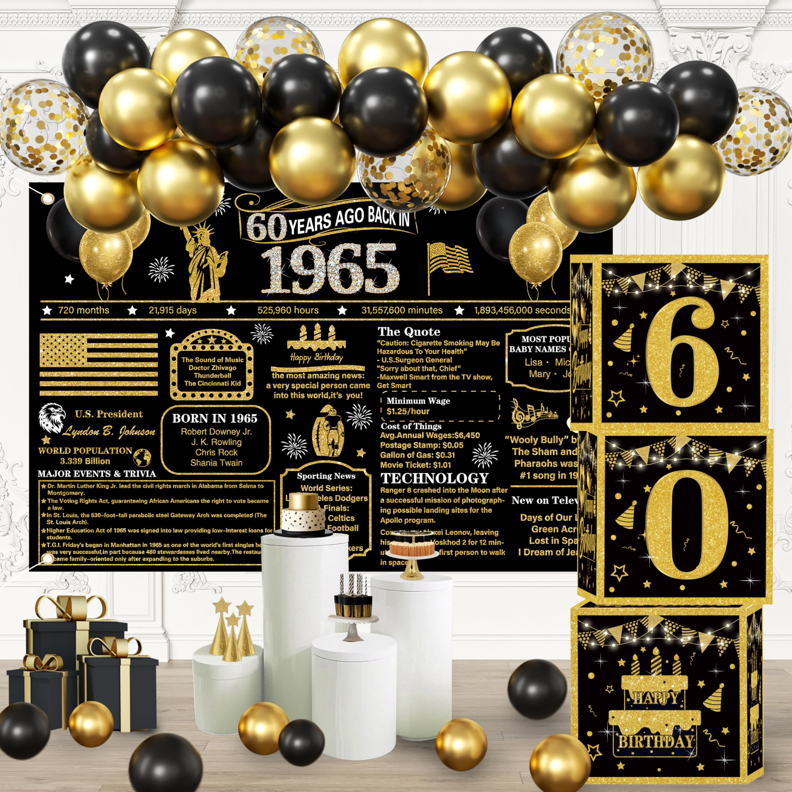 60th Birthday Decorations CORNET for Men - Back in 1965 Theme Party ...