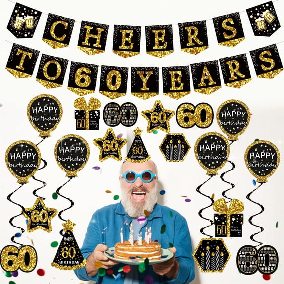 60th Birthday Decorations for Men Women (21pack) Cheers to 60 Years ...