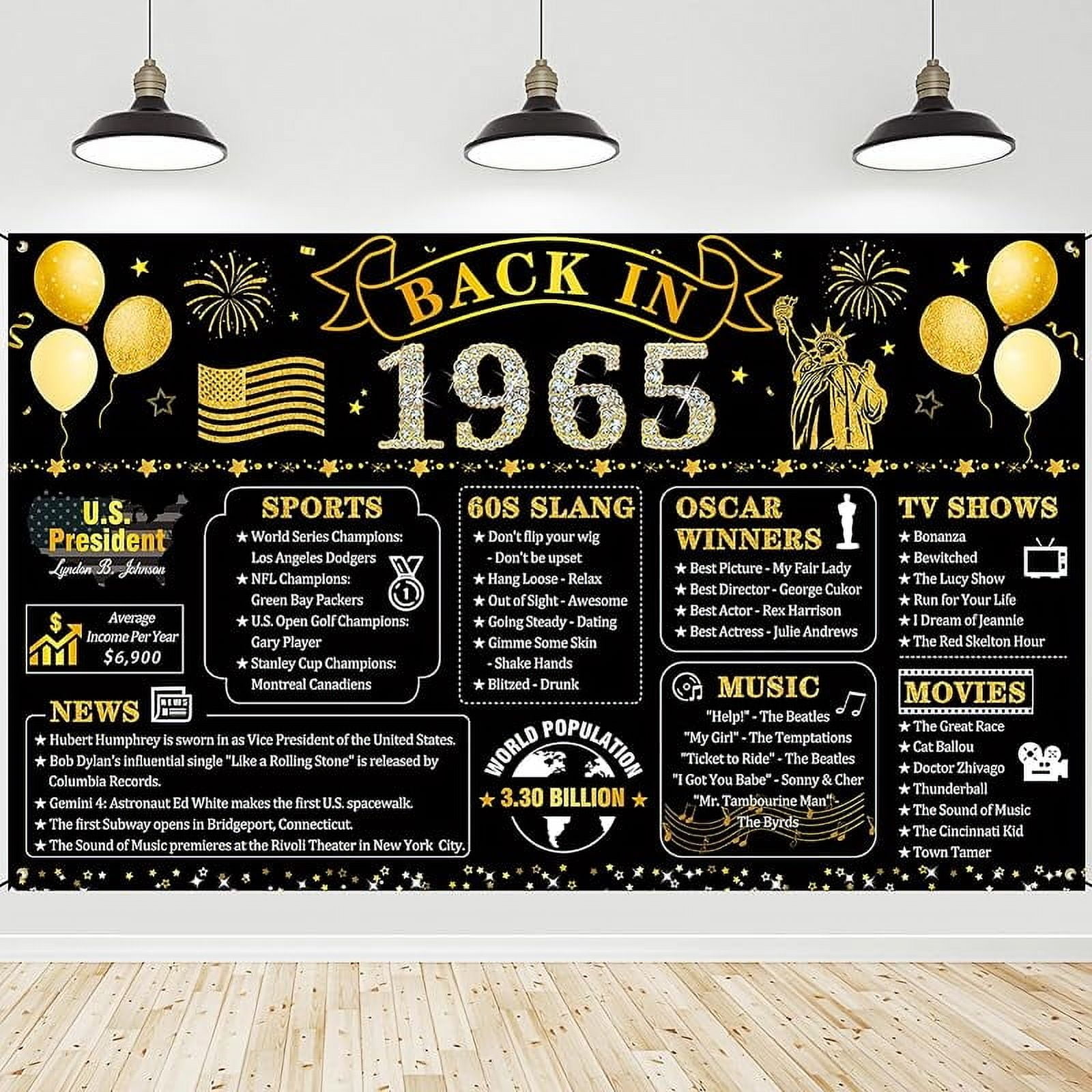60th Birthday Decorations Women Men, Vintage Back in 1965 Birthday ...