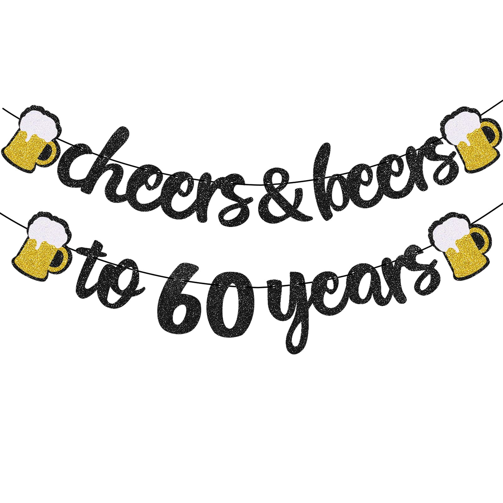 60th Birthday DecorationsUMRT Cheers to 60 Years Banner for Men Women ...