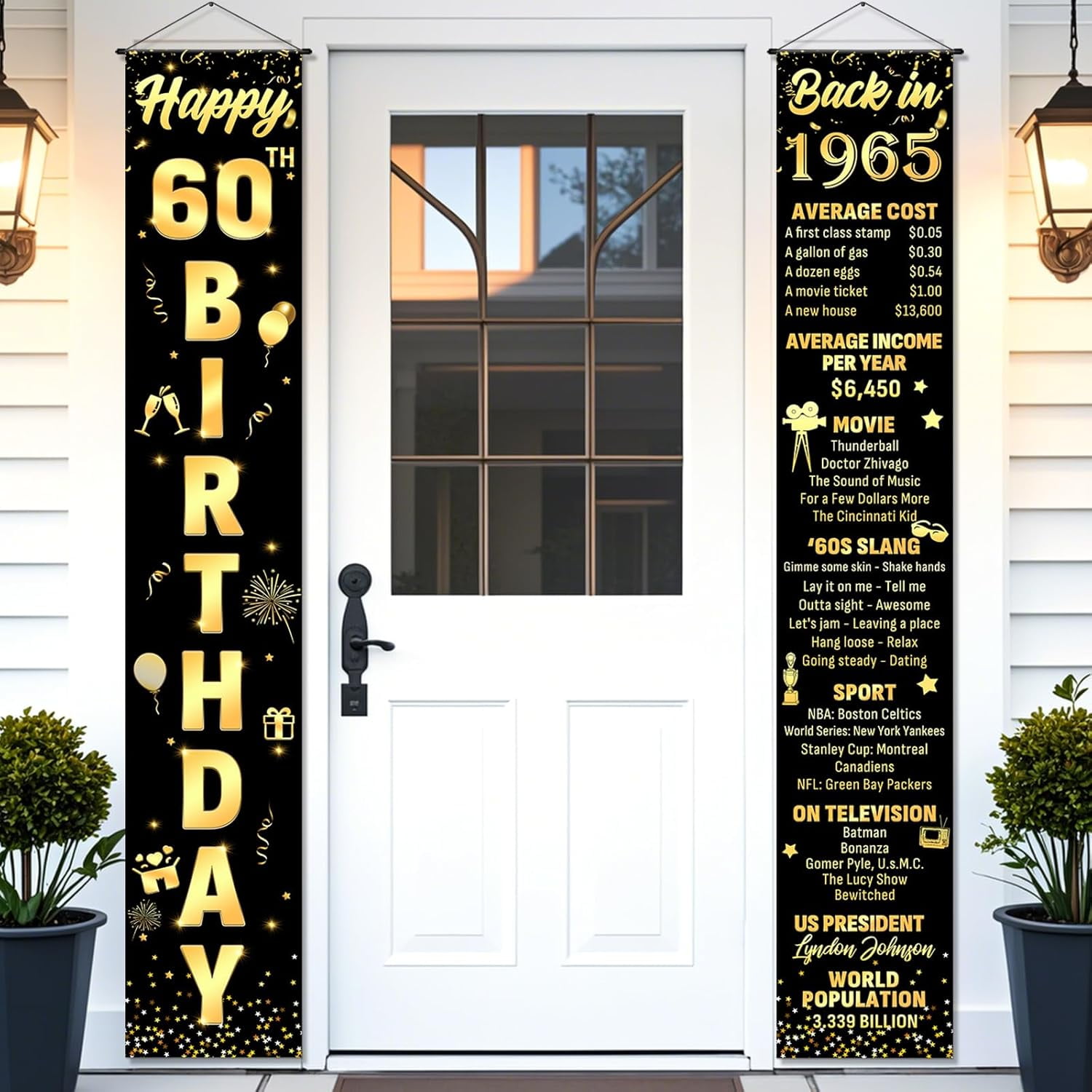 60th Birthday Door Banner Back in 1965 Cover Porch Sign Banner ...