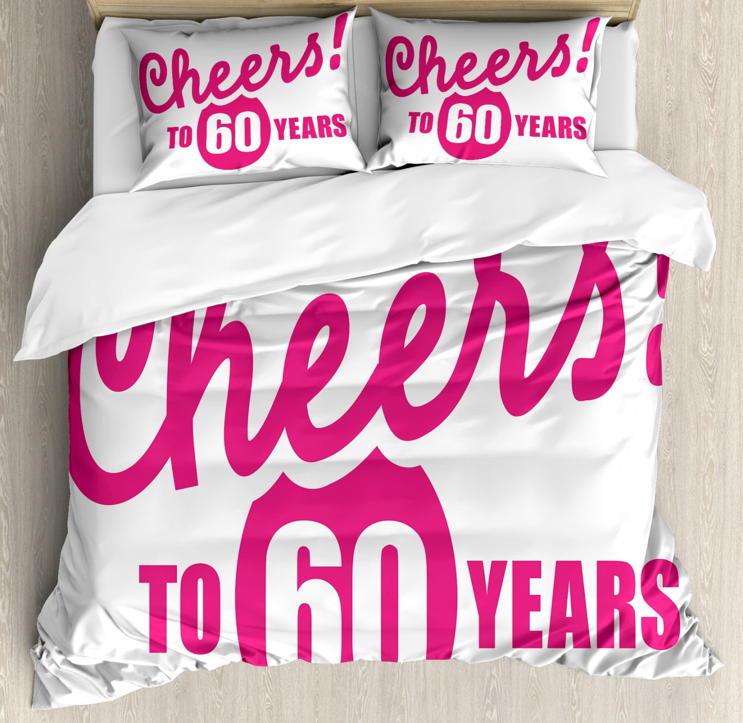 60th Birthday Duvet Cover Set, Drinking Party Theme with Happy Cheerful ...