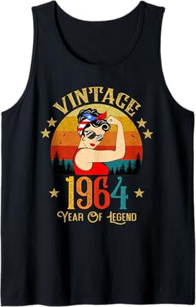 60th Birthday Gift 60 Years Old For Women Retro Vintage 1964 Tank Top ...