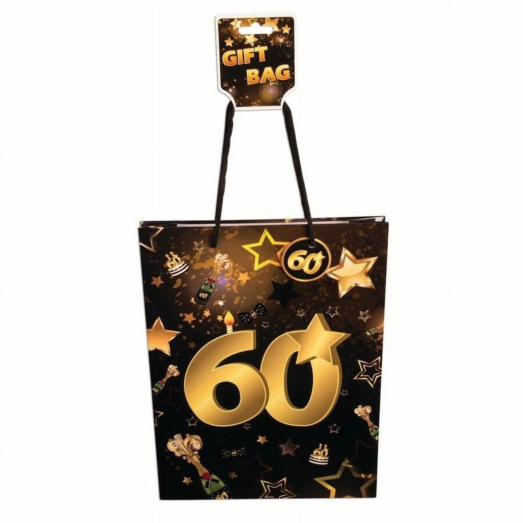 60th Birthday Gift Bags Party Tablewear One Size Male Adult Black Fancy ...