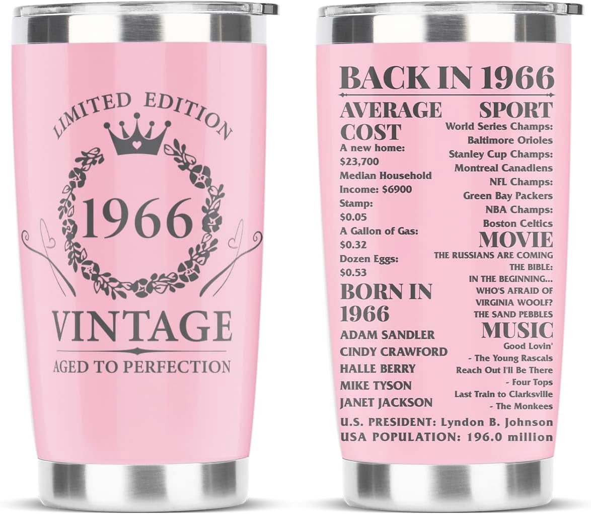 60th Birthday Gift for Women Men，1966 Birthday Gifts for Women，Tumbler ...