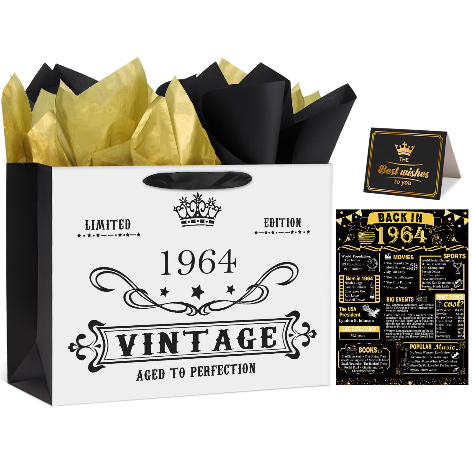 60th Birthday Gift Wrap OIF8 Bag Vintage 1964 Gift 60th Birthday ...