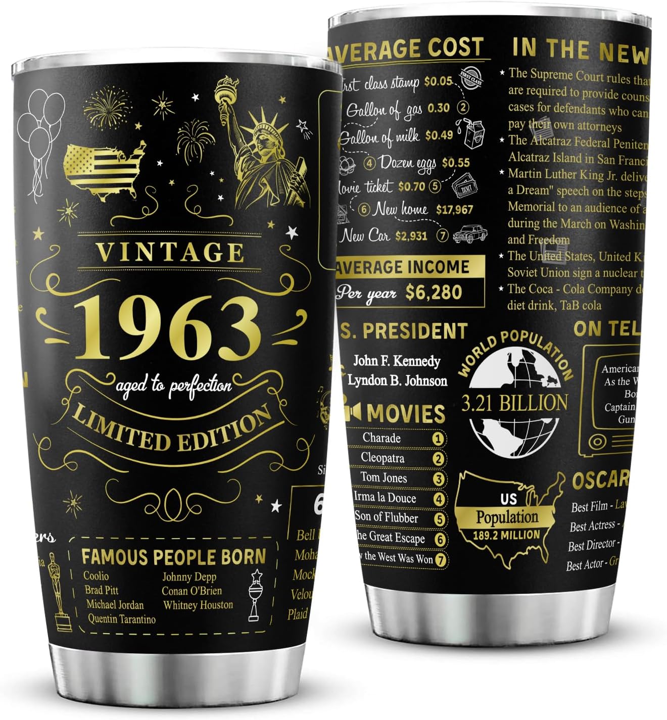 60th Birthday Gifts for Men Women Friends Vintage 1963 Tumblers 60 Year ...