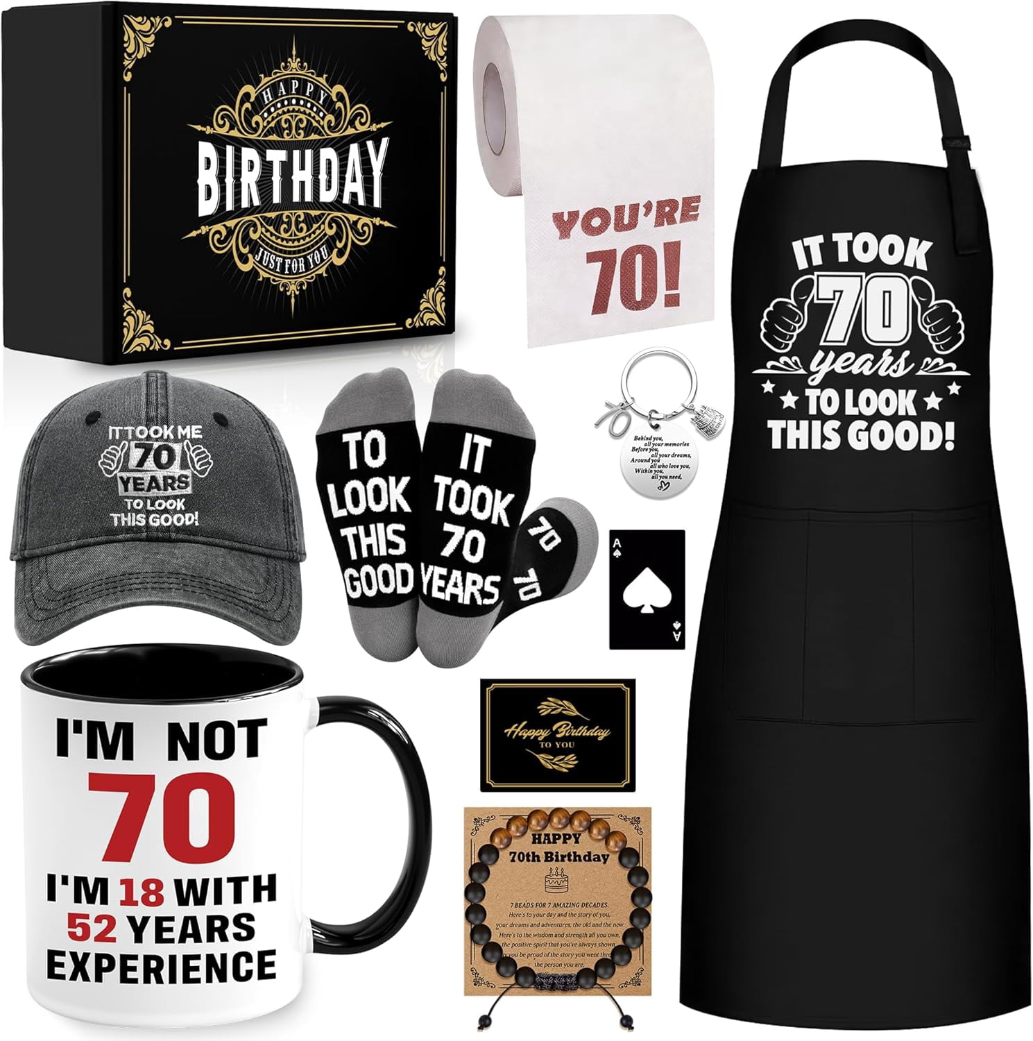 60th Birthday Gifts for Men: Funny Coffee Mug Set, Hat, Apron, Socks ...