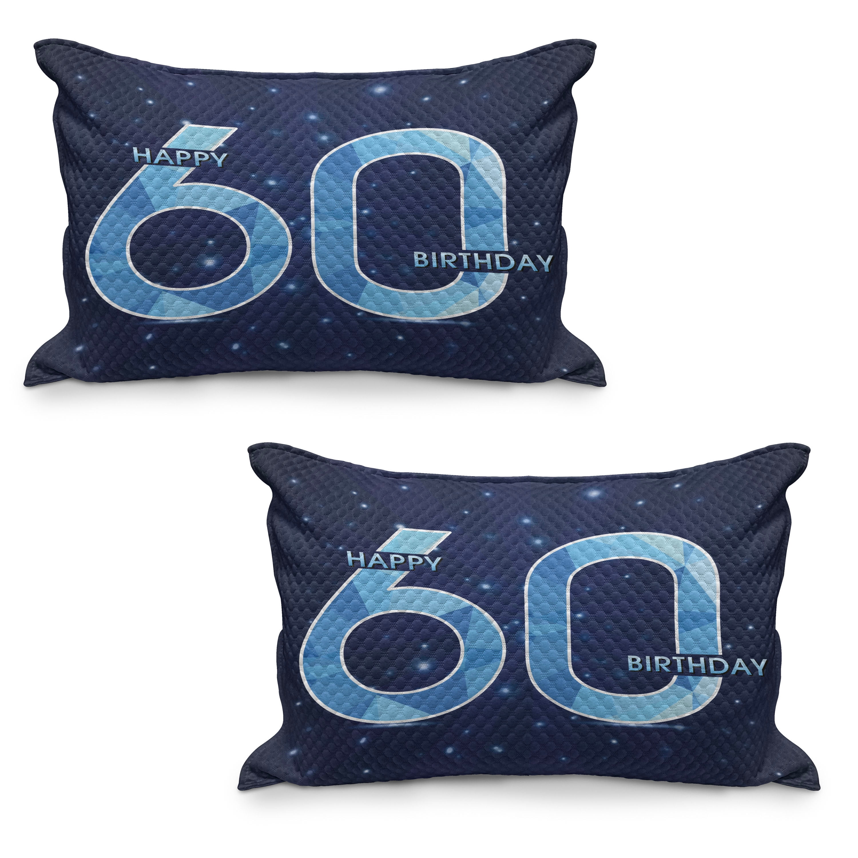 60th Birthday Quilted Pillowcover Set of 2, Space Theme Stage with Star ...